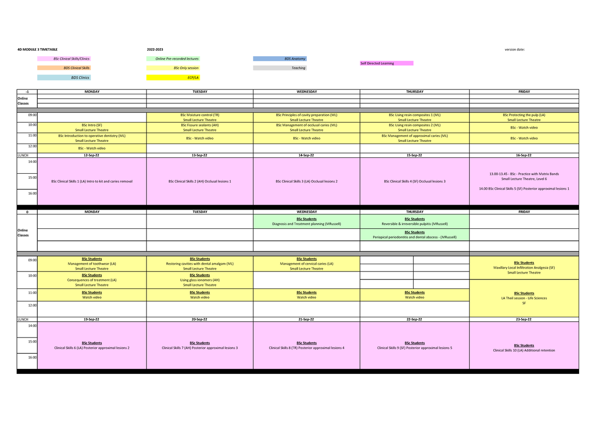 Module 3 timetable 2022-23 (47) - 4D MODULE 3 TIMETABLE 2022 ‐ 2023 ...