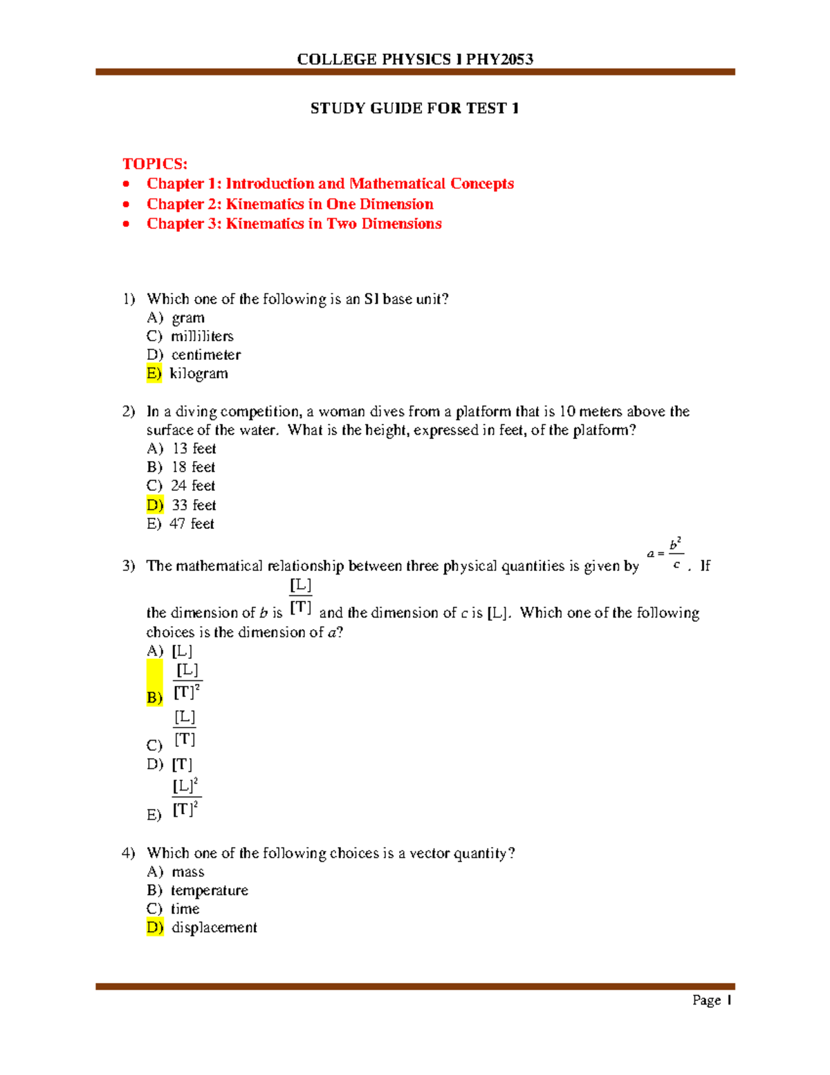 Practice Problems Test 1-Spring 2020-Online Ans Key - STUDY GUIDE FOR ...