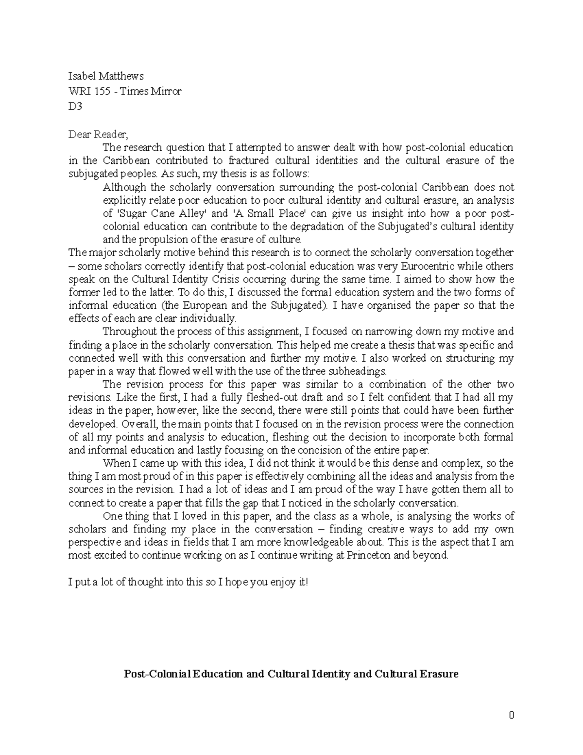 Post-Colonial Education and Cultural Identity and Cultural Erasure ...