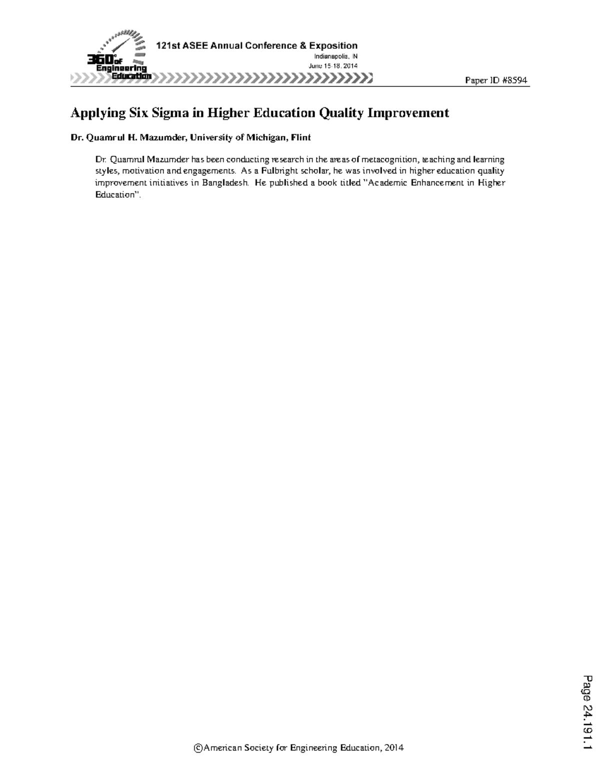 Applying Six Sigma In Higher Education Quality Improvement Paper ID applying-six-sigma-in-higher-education-quality-improvement-paper-id