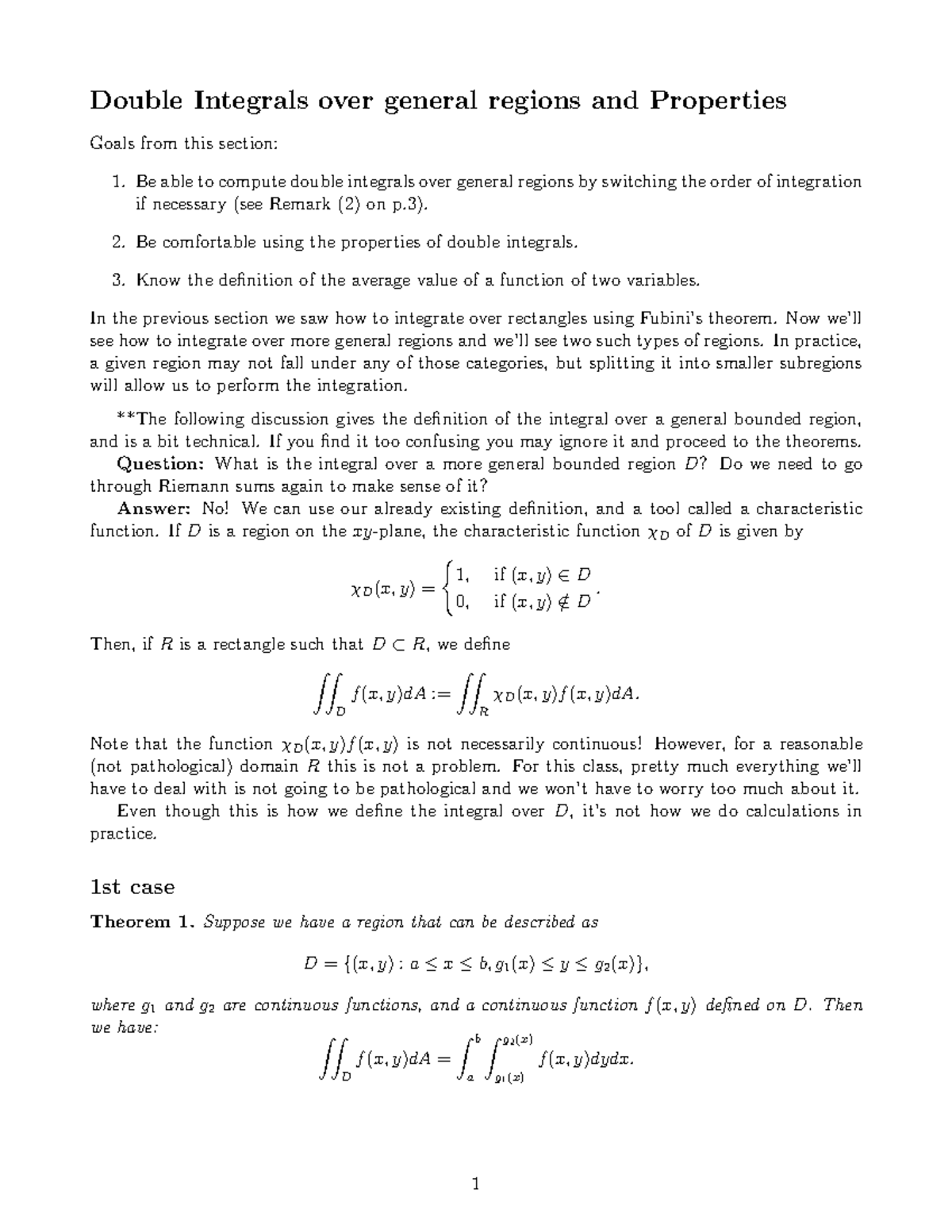 Double Integrals over general regions and Properties - Be comfortable ...