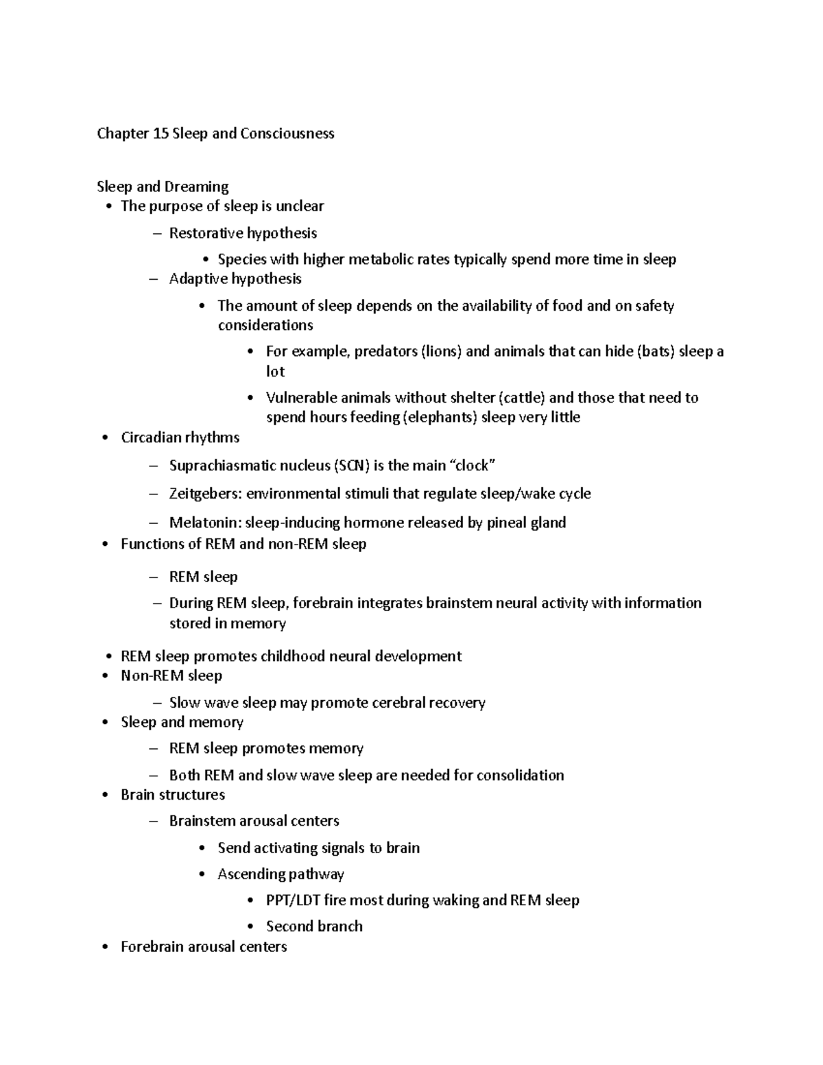 Physio unit 4 Part 3 - Chapter 15 Sleep and Consciousness Sleep and ...