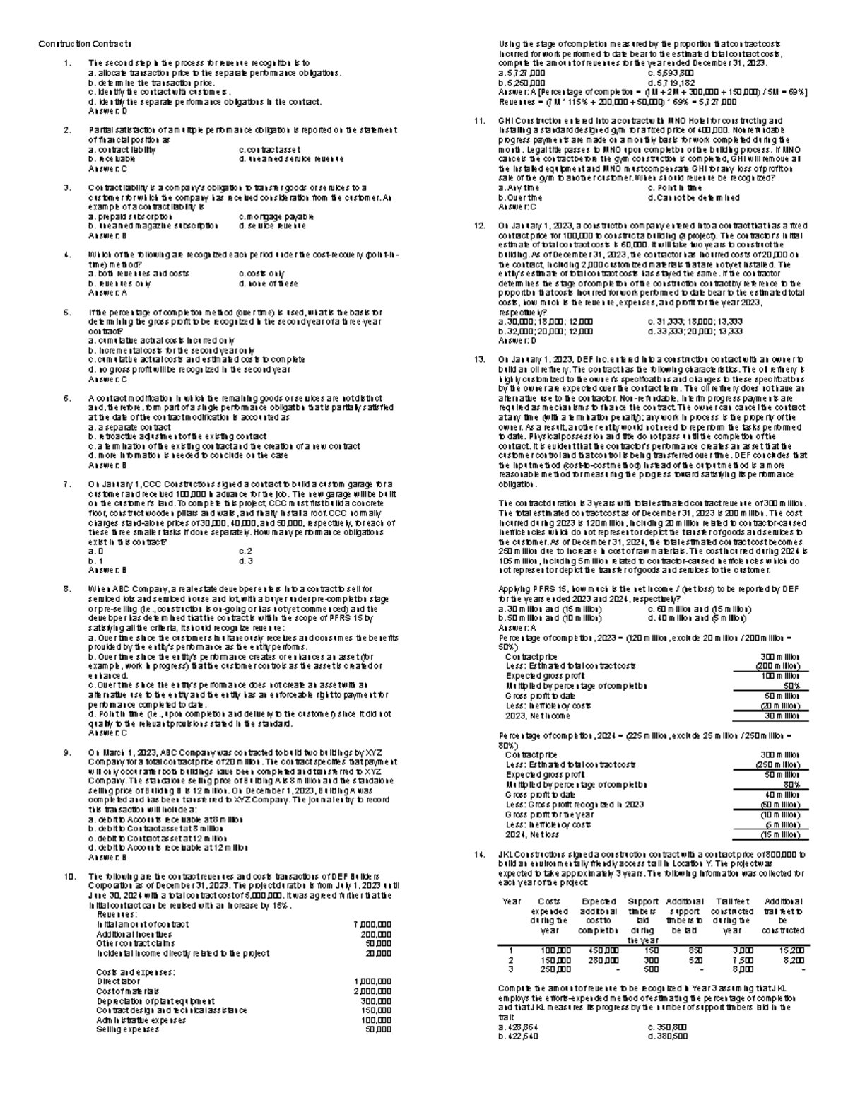 Construction Contracts Accounting and Special Transactio - Construction Contracts 1. The second ...