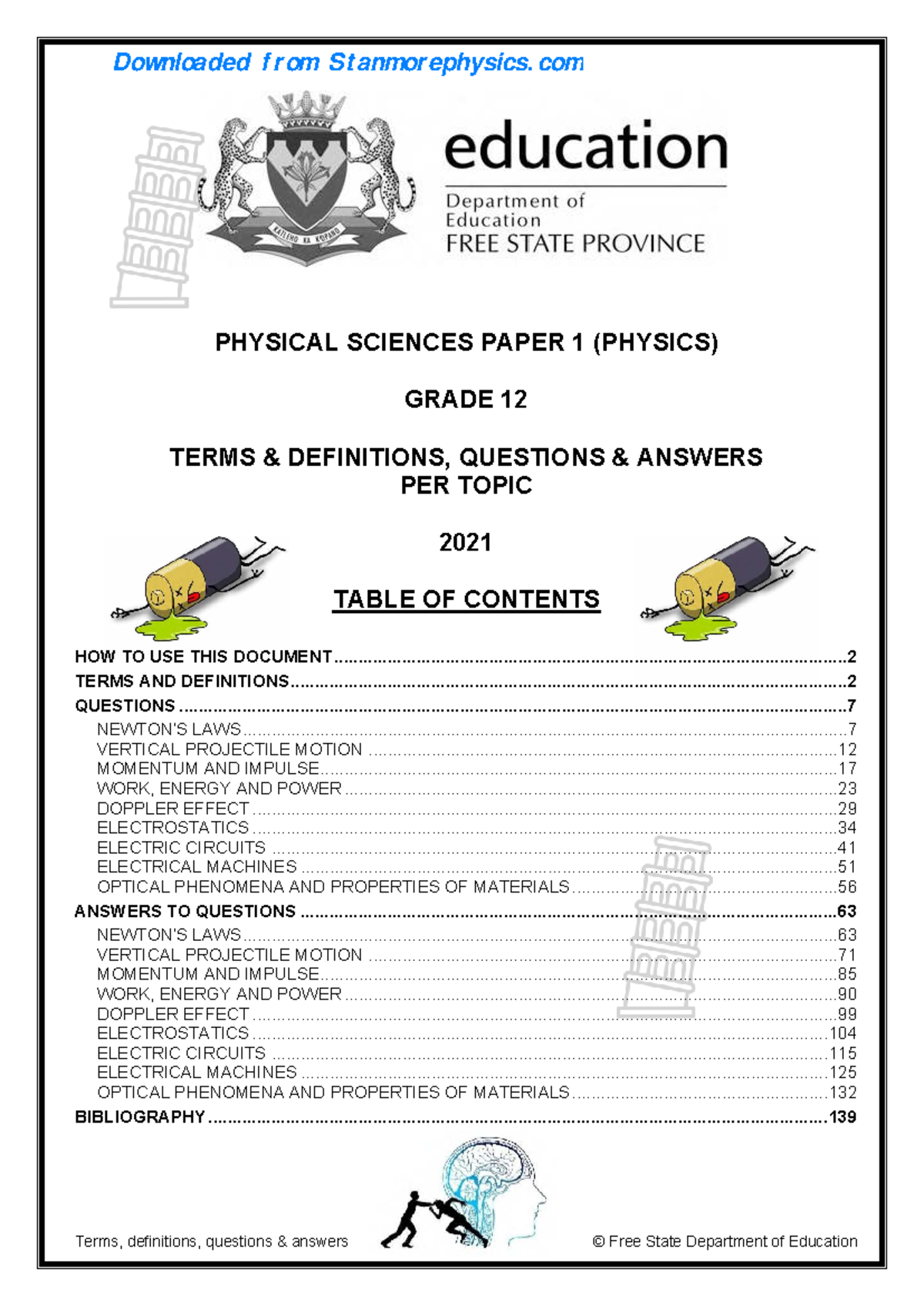 Fs physical sciences grade 12 terms and definitions paper 1 year 2021 ...