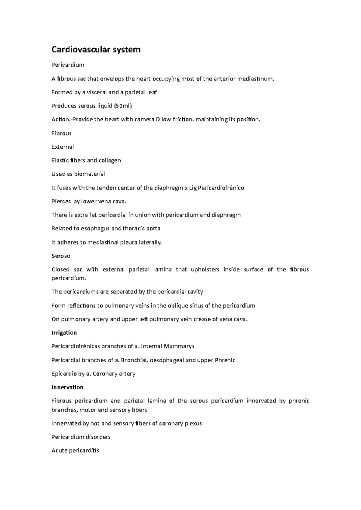 Cardiovascular system - Cardiovascular system Pericardium A fibrous sac ...