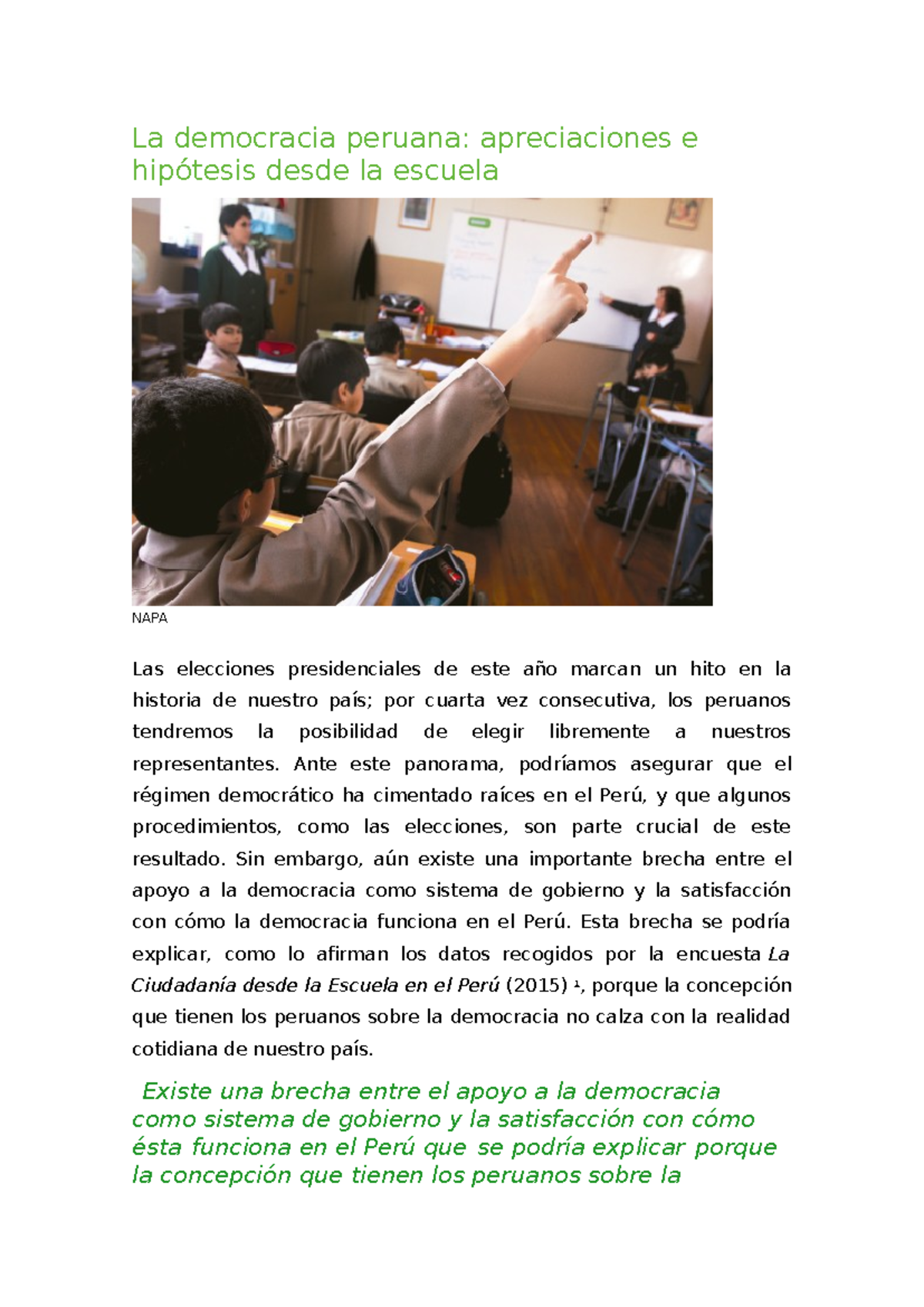 La democracia peruana - Es importante - La democracia peruana ...