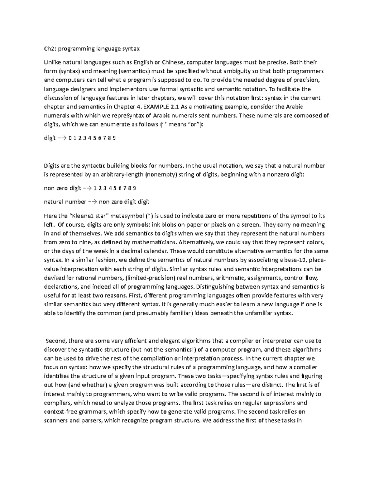 2.1 notes of chapter 2 comp348 - Ch2: programming language syntax ...