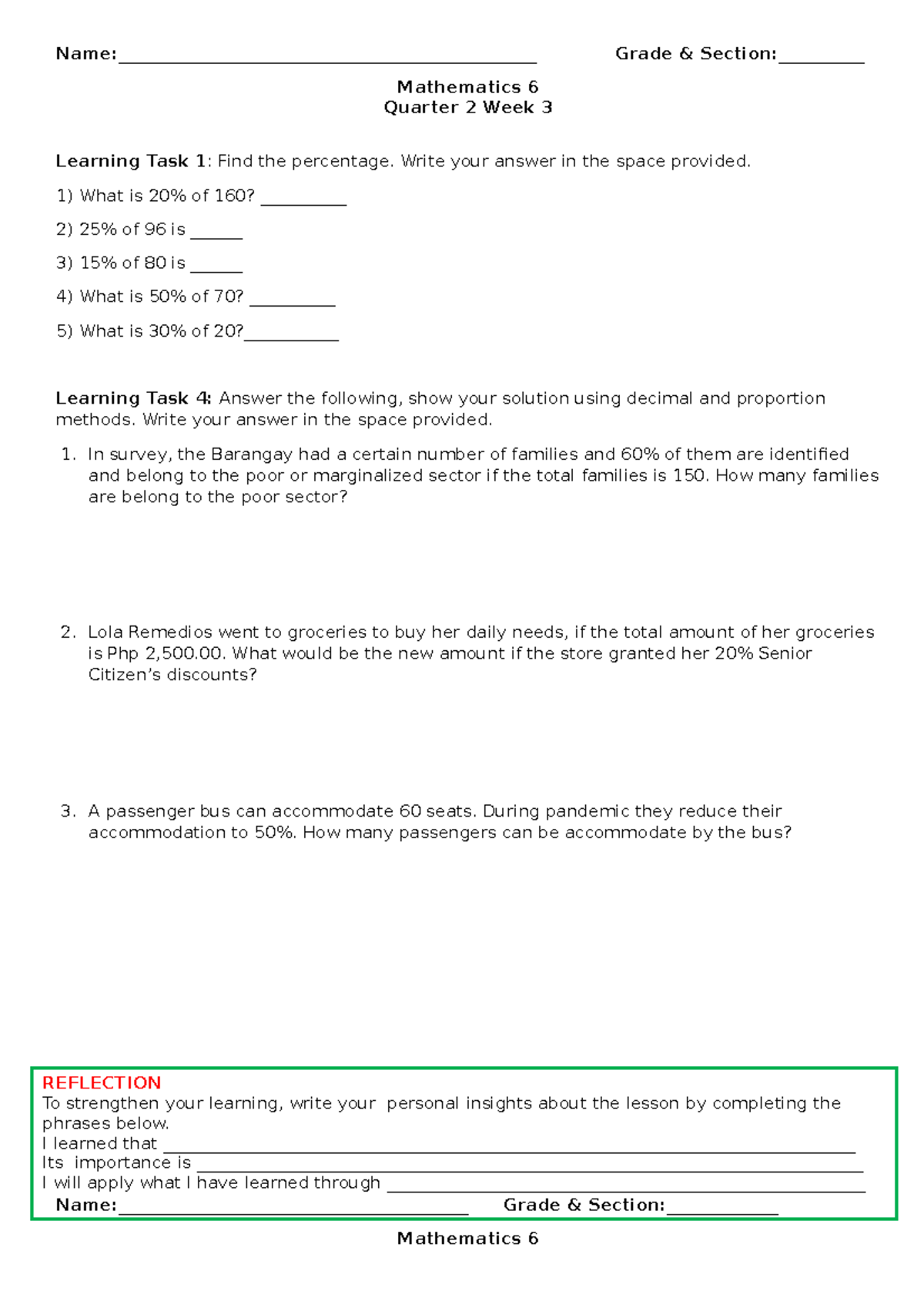 Math6 lasq2w3-4 - math - Name ...