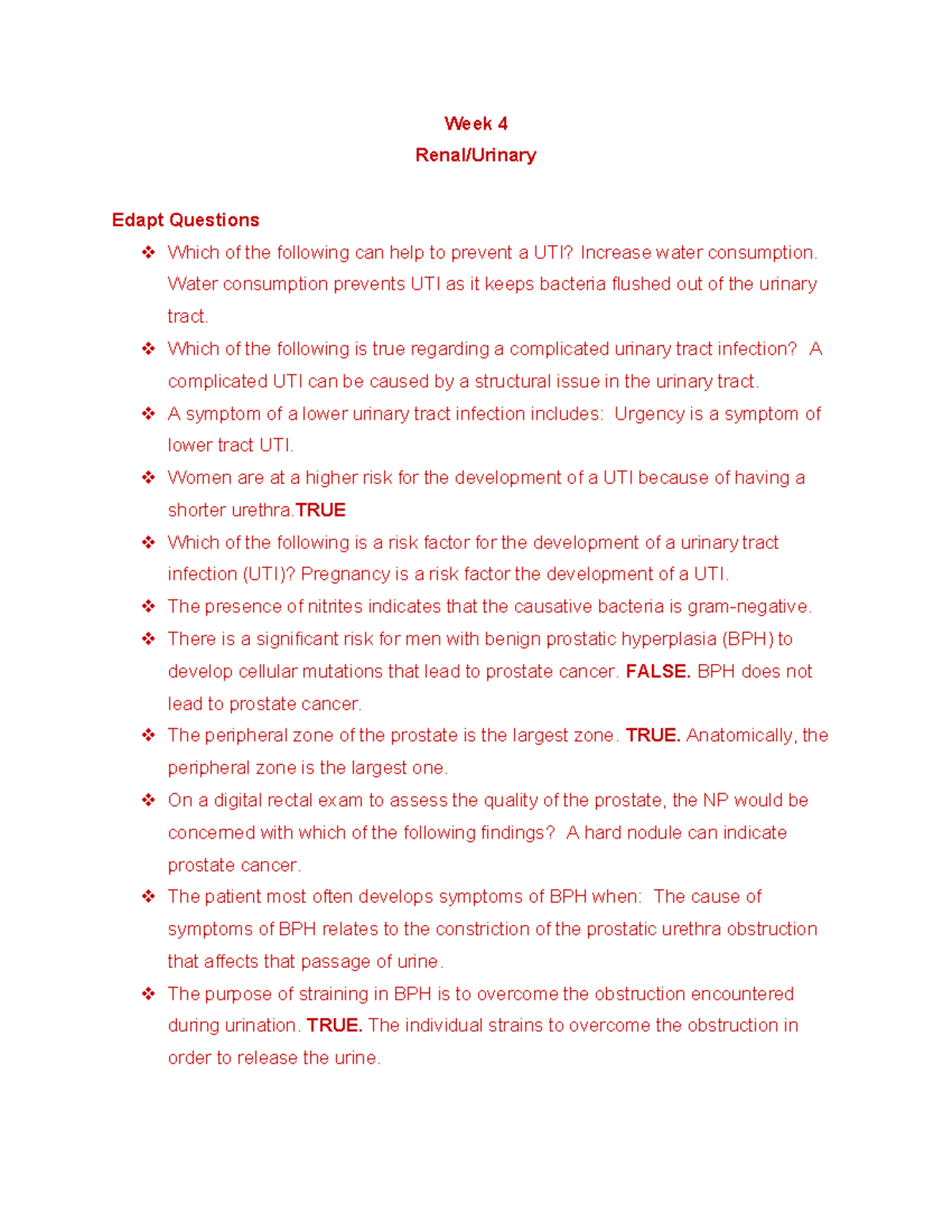 NR507 Edpats Weeks 4-5 - Edapt questions and material - Week 4 Renal ...