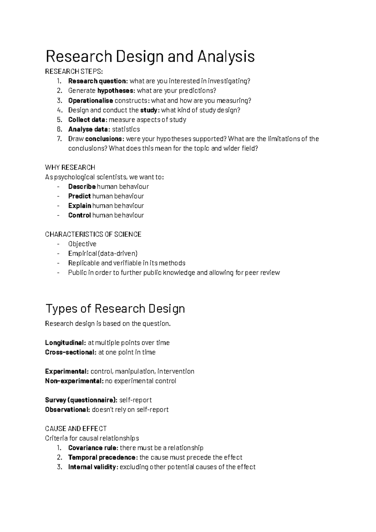 Research Design and Analysis - Studocu