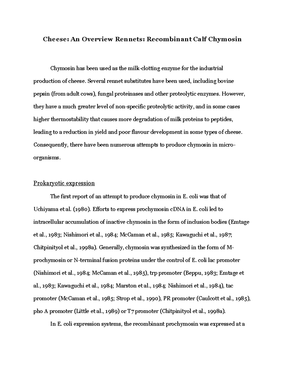 Cheese An Overview Rennets Recombinant Calf Chymosin - Several rennet ...