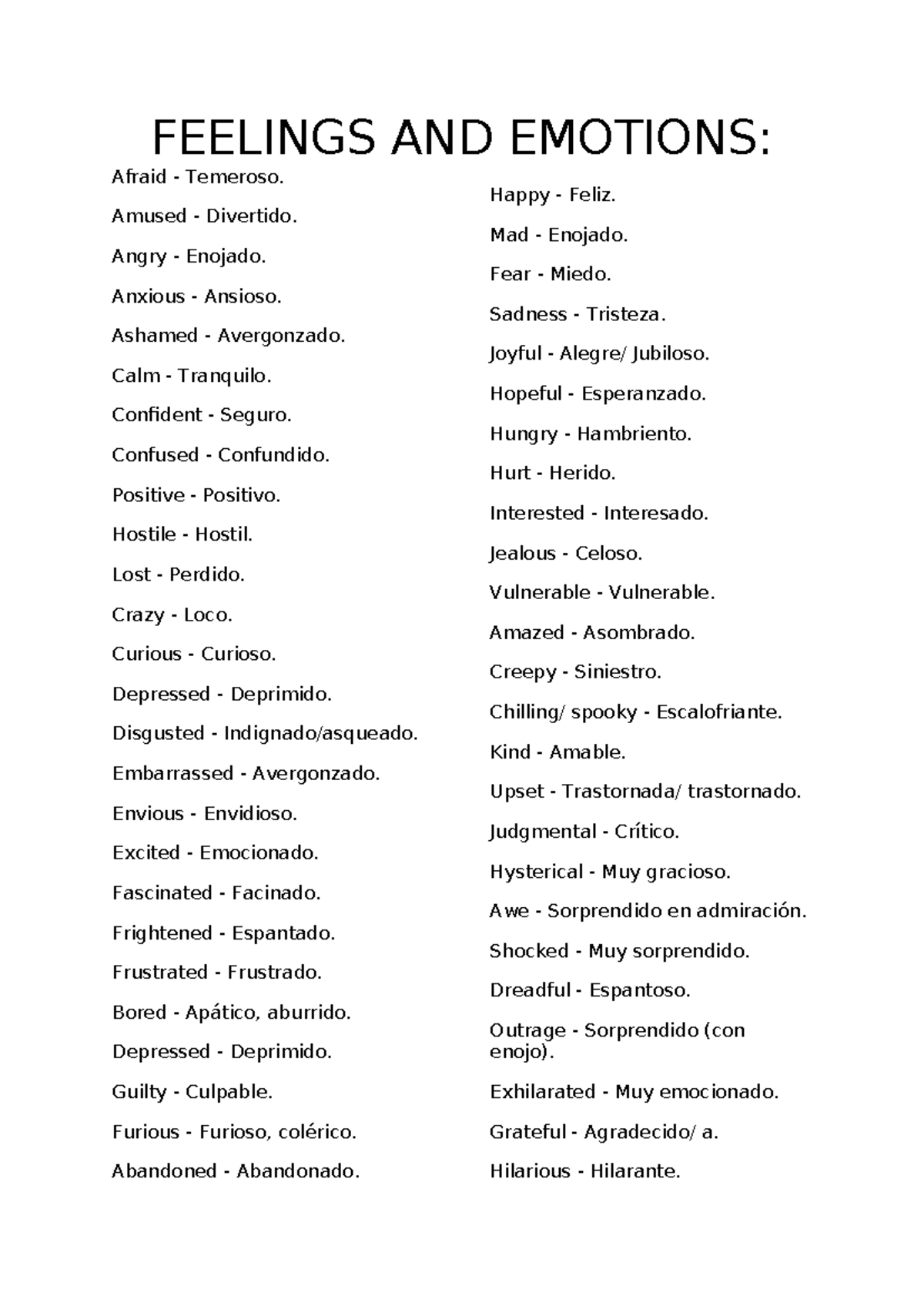 Feelings AND Emotions - Este es un archivo de repaso y de apuntes ...