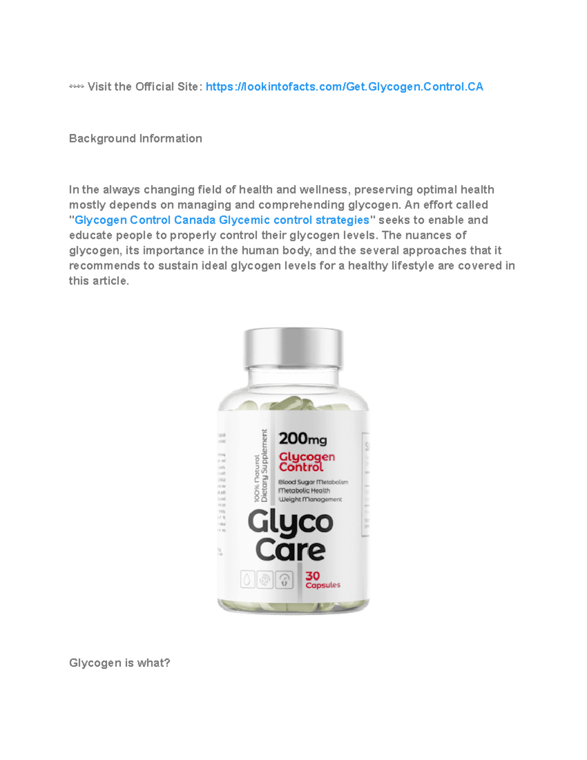 Glycogen Control Canada Expert Guidance - ↭↭ Visit the Official Site ...