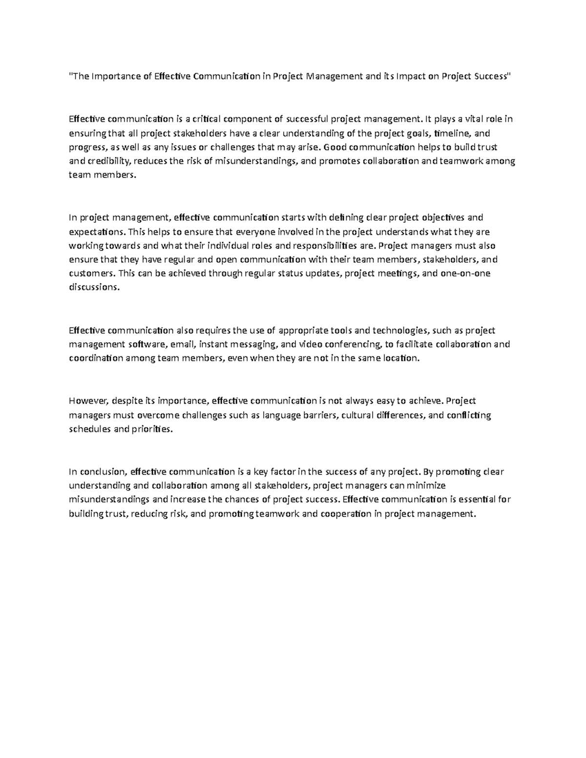 The Importance of Effective Communication in Project Management and its ...