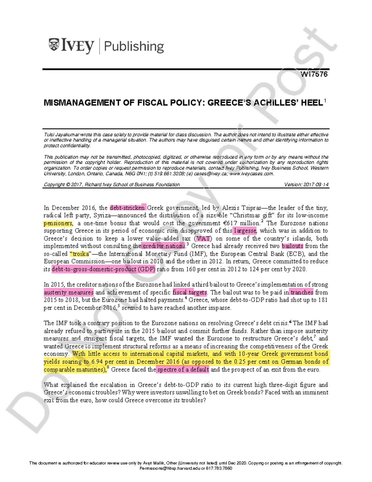 Greece Fiscal fiasco - case study - MISMANAGEMENT OF FISCAL POLI Tulsi ...