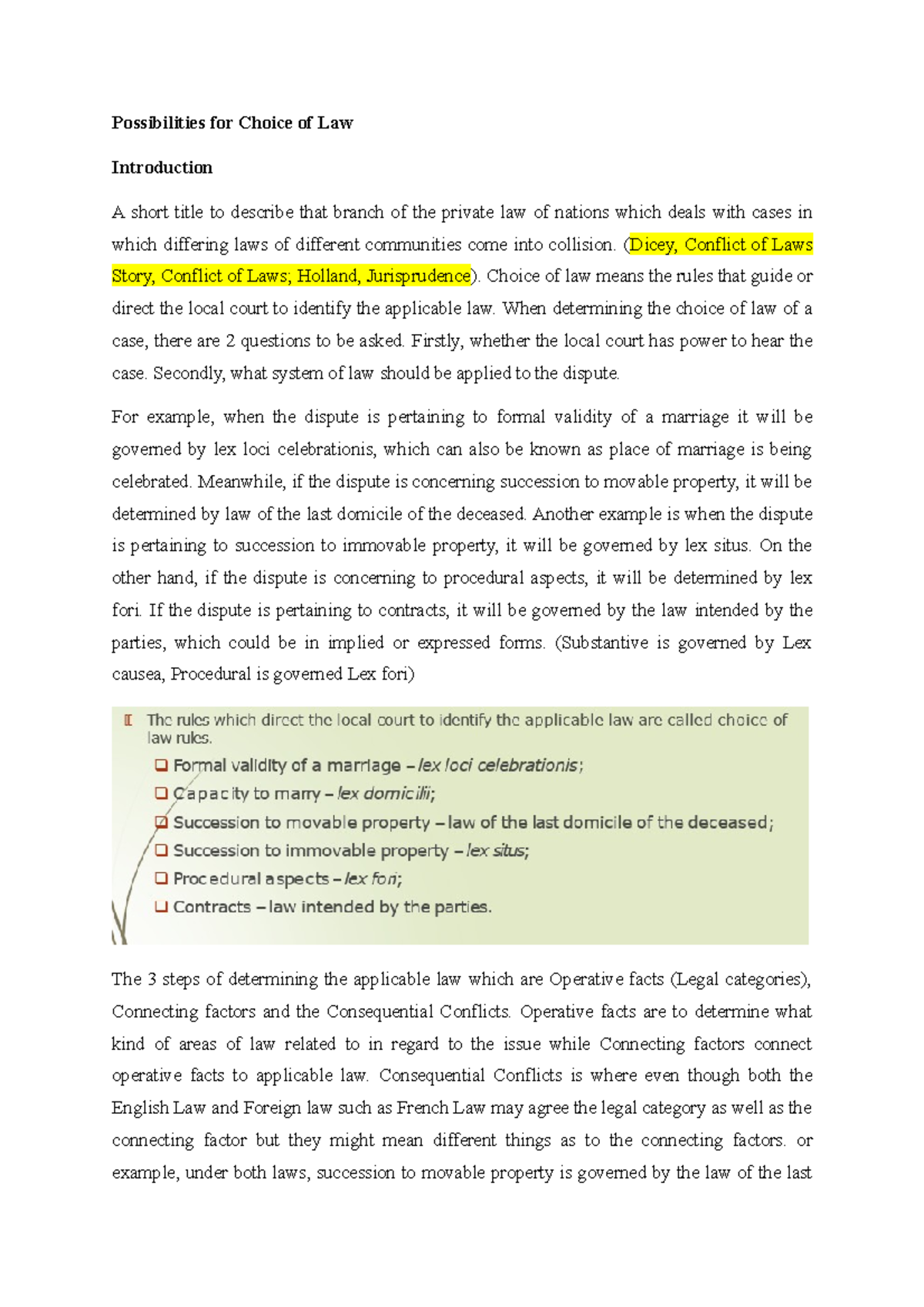 Chapter 2 - Possibilities for Choice of Law Introduction A short title ...