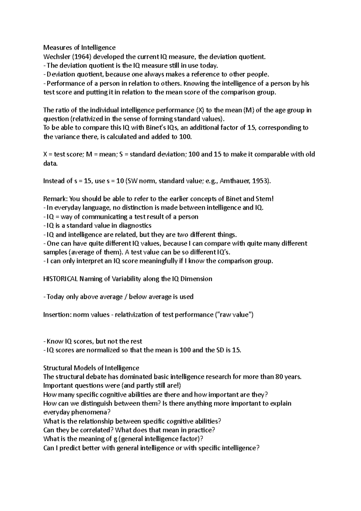 Measures of Intelligence - Measures of Intelligence Wechsler (1964 ...