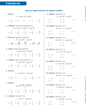 F0 Propiedades de las razones trigonométricas - FICHA NIVEL CERO Fichas - Matemática Secundaria ...