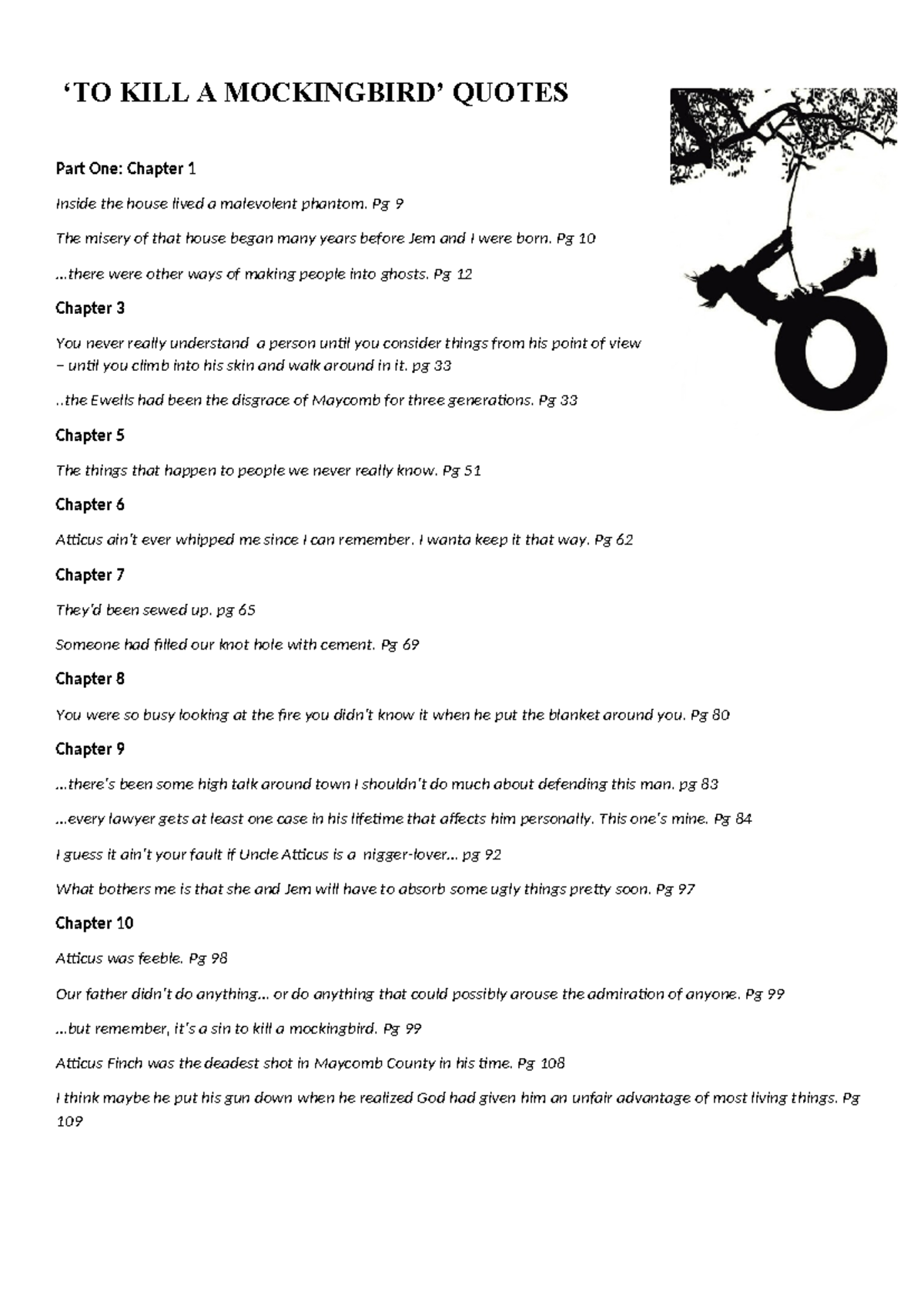 TKAM Quotes - Summary To Kill a Mockingbird - ‘TO KILL A MOCKINGBIRD ...