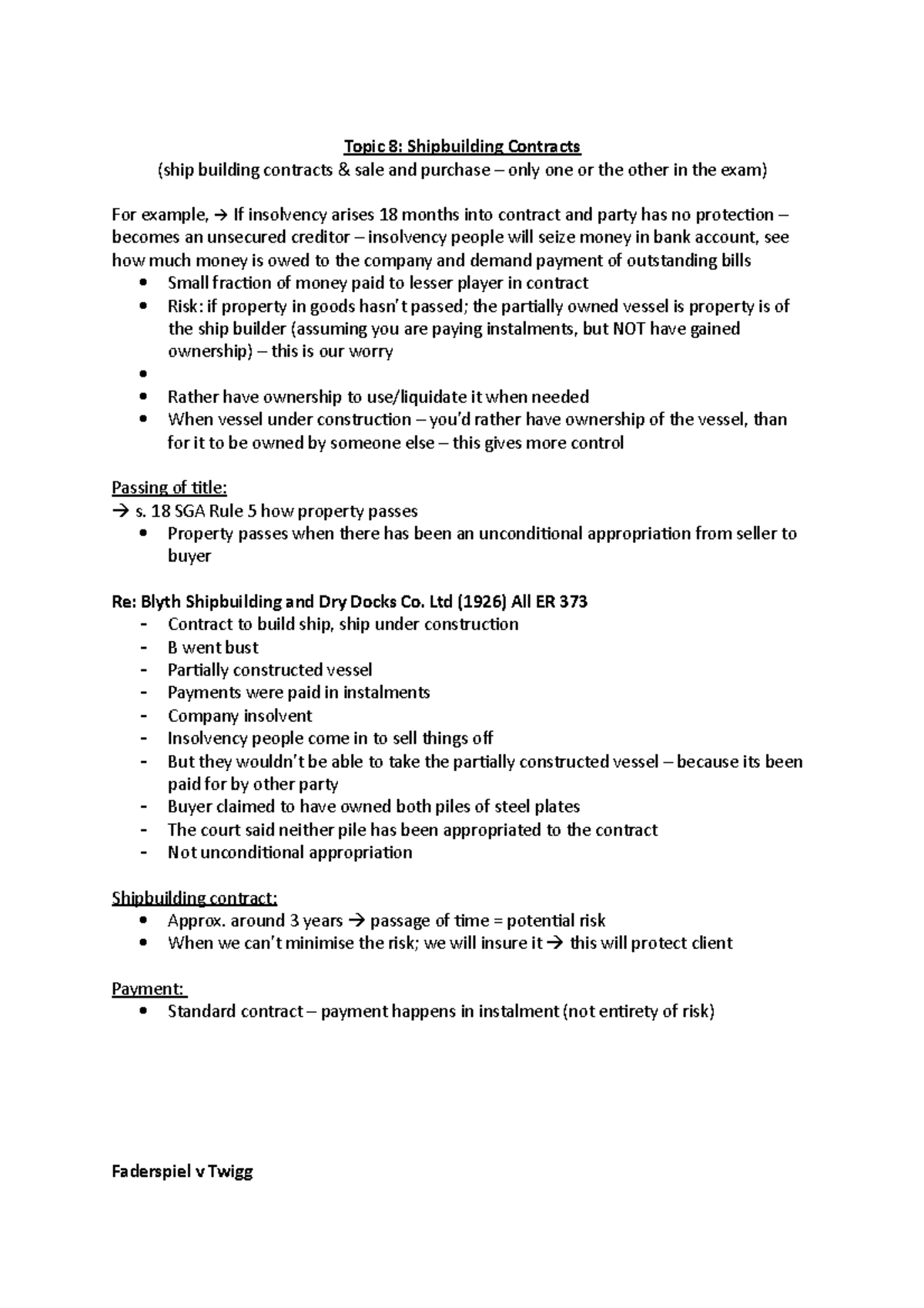 Maritime law lecture 9 - Topic 8: Shipbuilding Contracts (ship building ...
