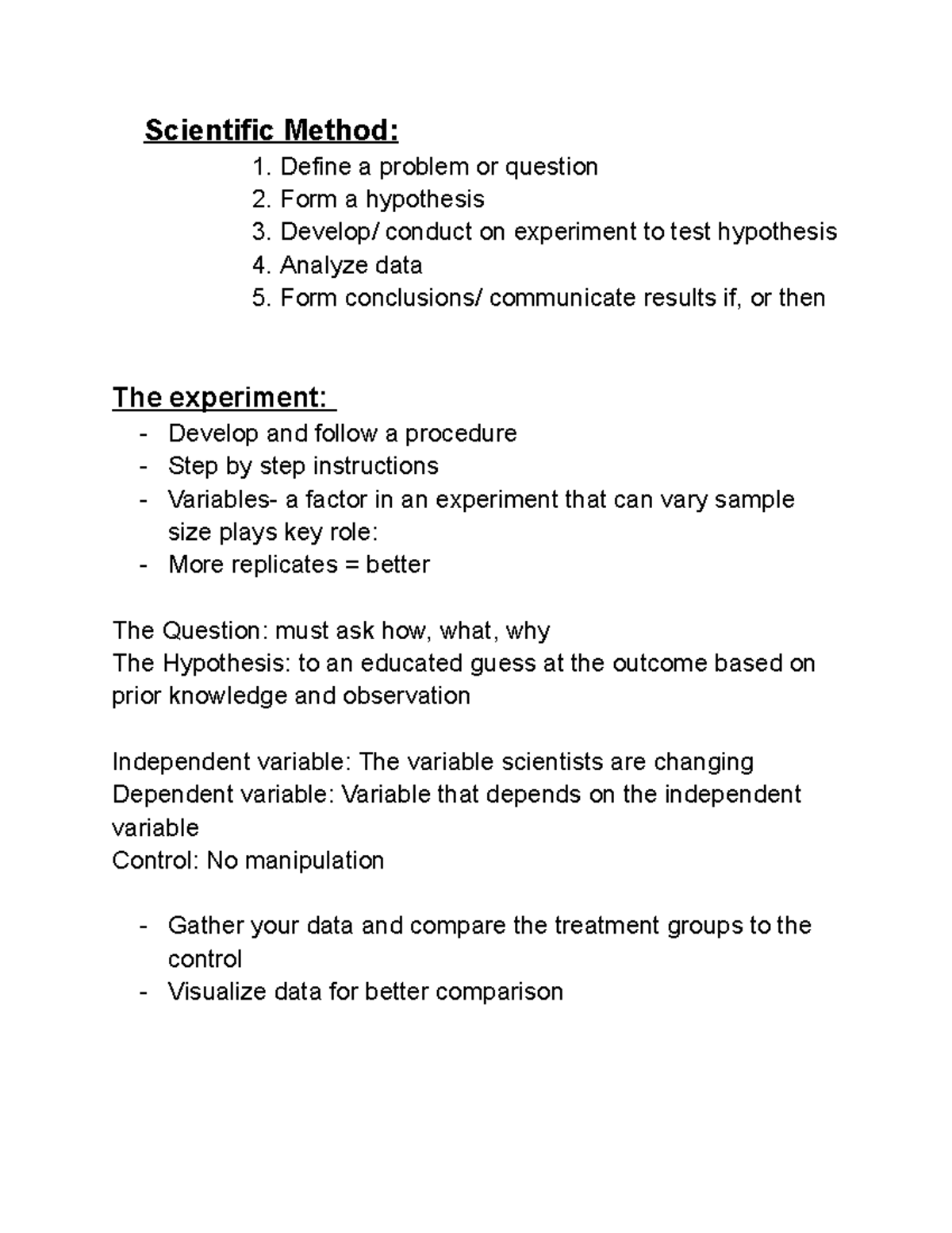 Scientific Method - Scientific Method: Define a problem or question ...