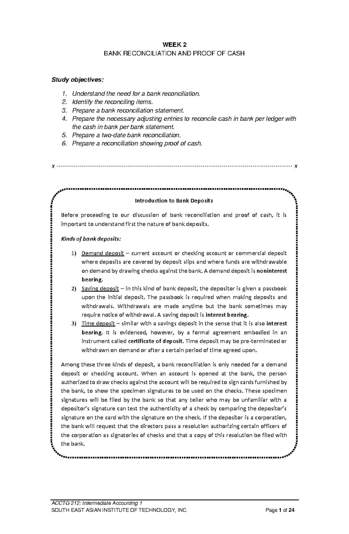 Copy of 02 Bank Reconciliation and Proof of Cash - ACCTG 212 ...
