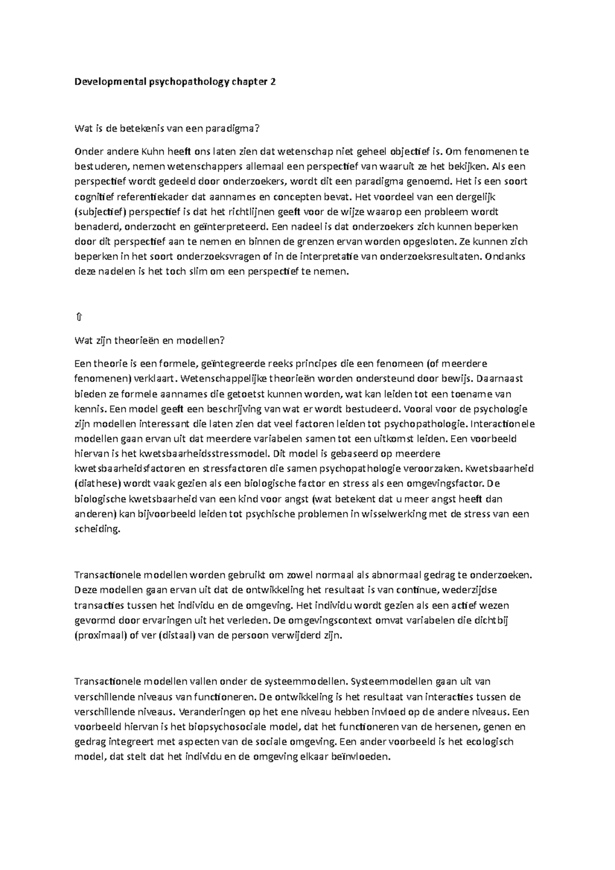 Summary Jh chapter 2 - nghn - Developmental psychopathology chapter 2 ...