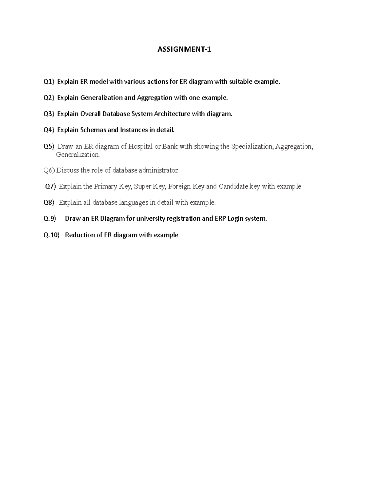 Dbms Assignment 1 Unit 1 Assigment Assignment Q1 Explain Er Model With Various Actions