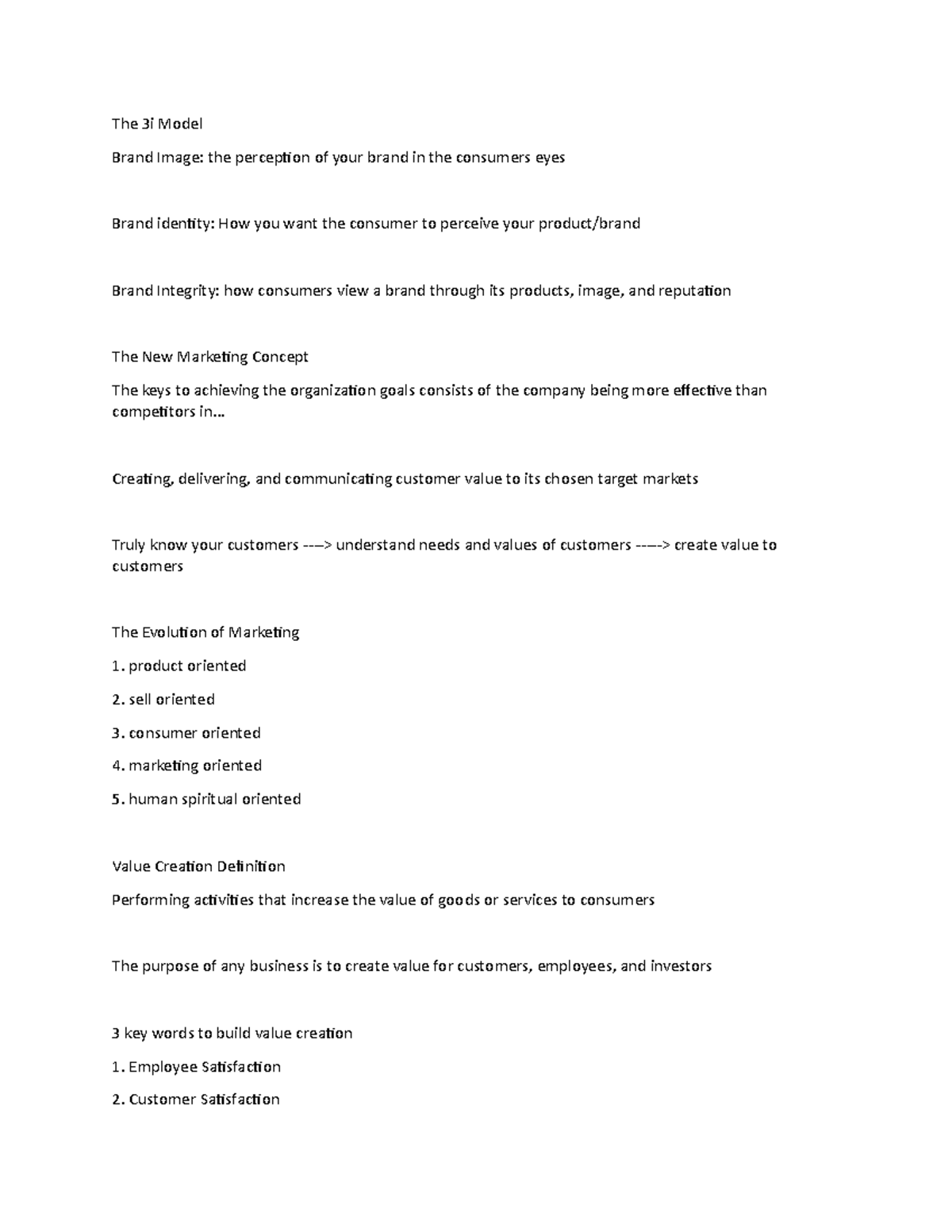 MAR 4832 class notes 3 - The 3i Model Brand Image: the perception of ...