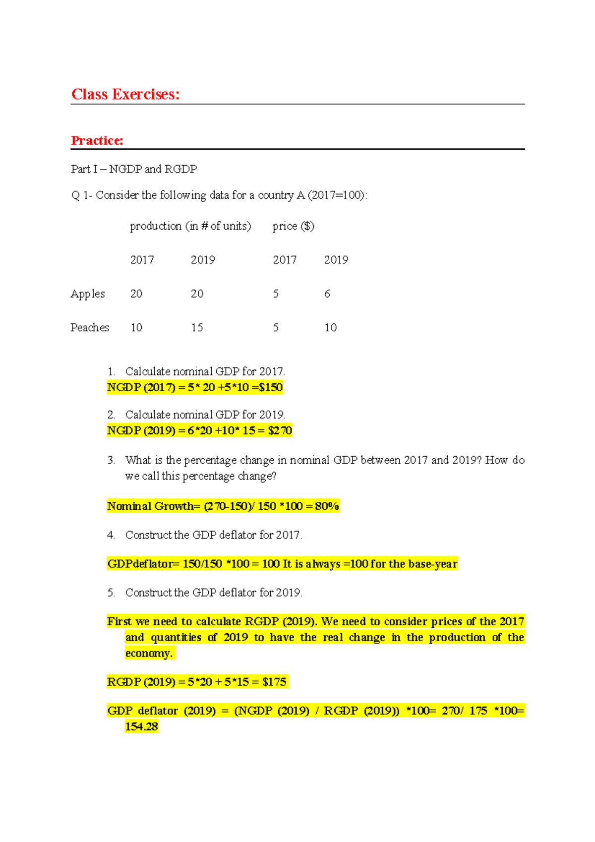 GDP exercises - GDP practise problems on fundamental business and ...