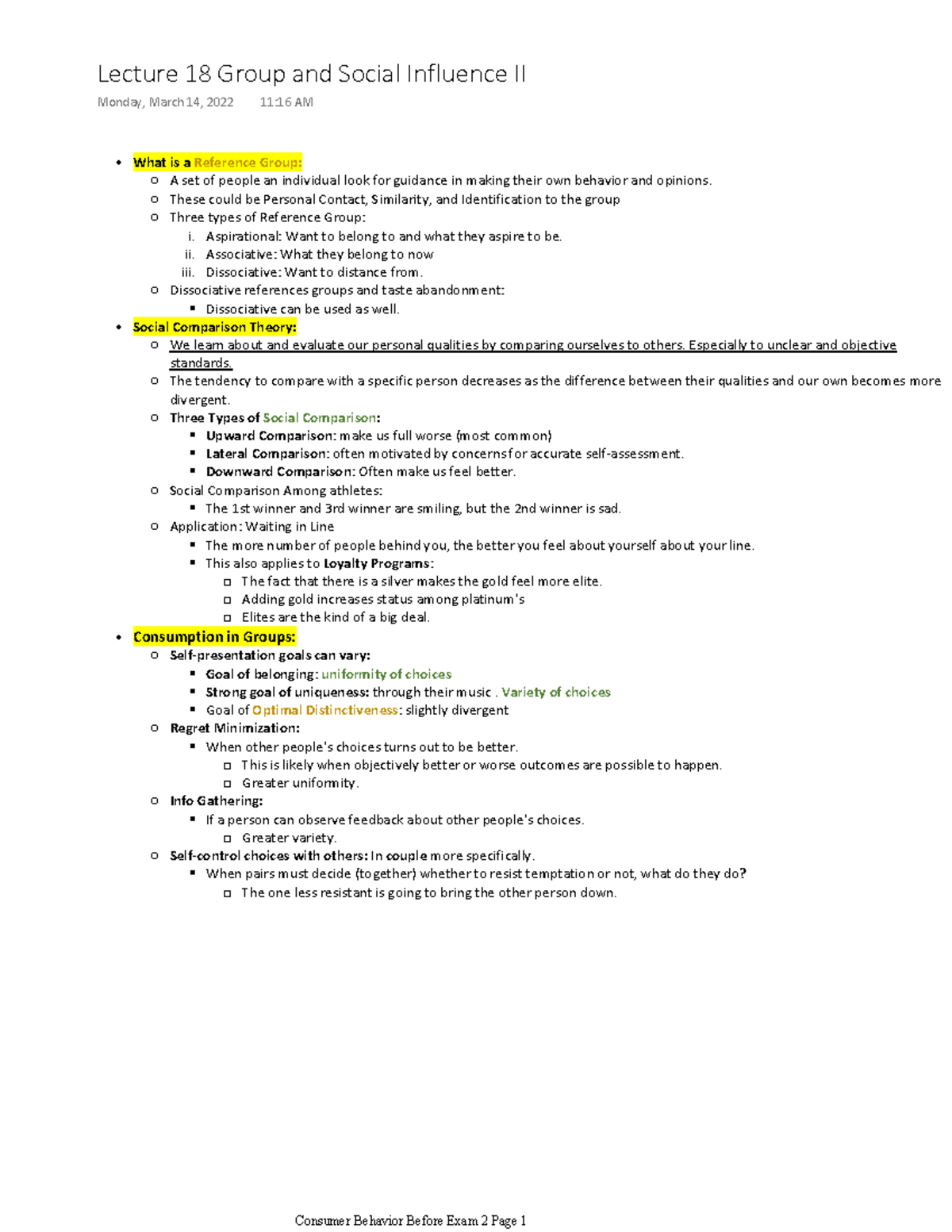 Lecture 18 Group and Social Influence II - What is a Reference Group: A ...