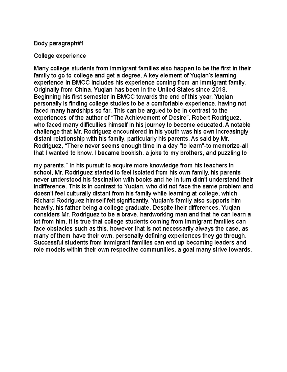 Body paragraph#1 - Easy help the student - Body paragraph# College ...