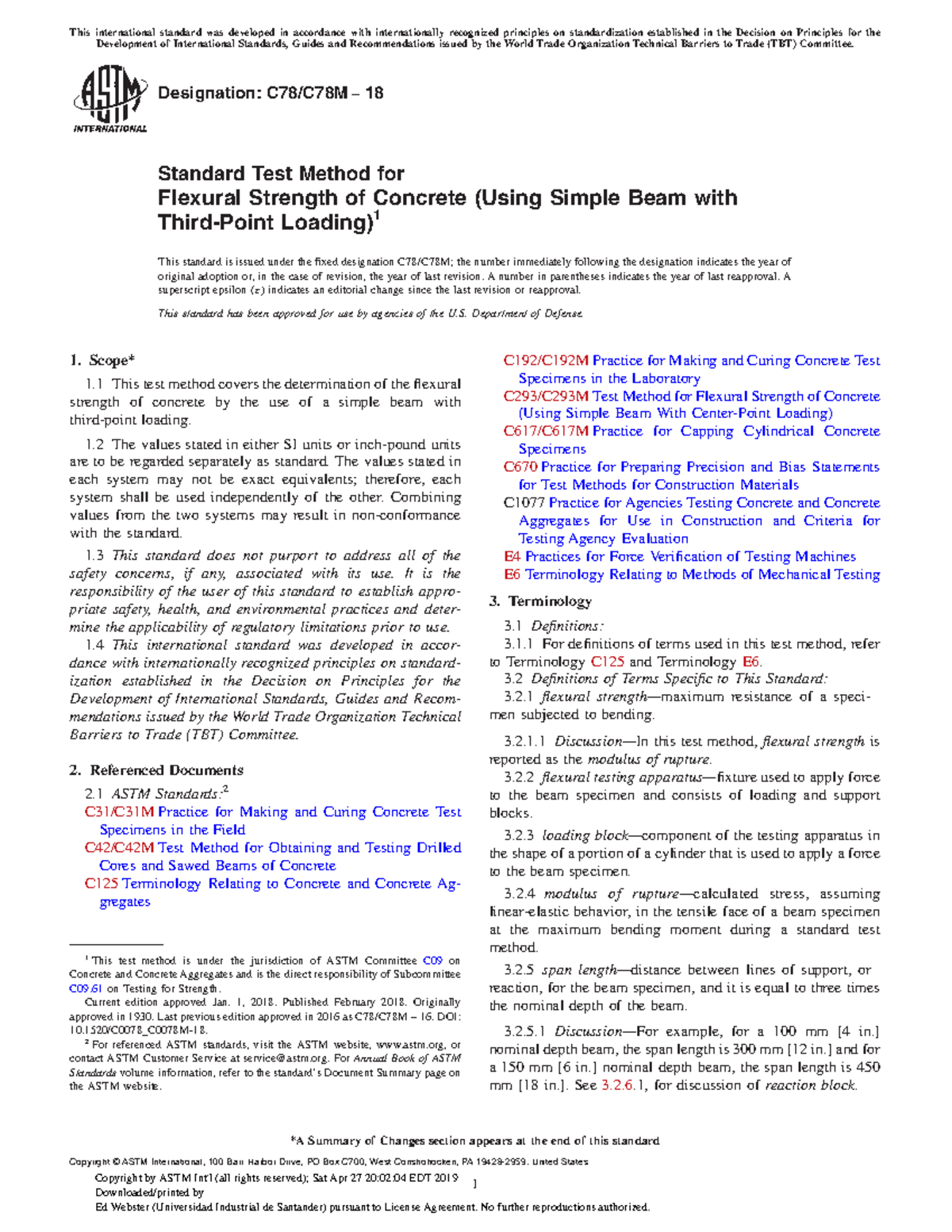 C 78 - 18 - ASTM C78 - Designation: C78/C78M − 18 Standard Test Method ...
