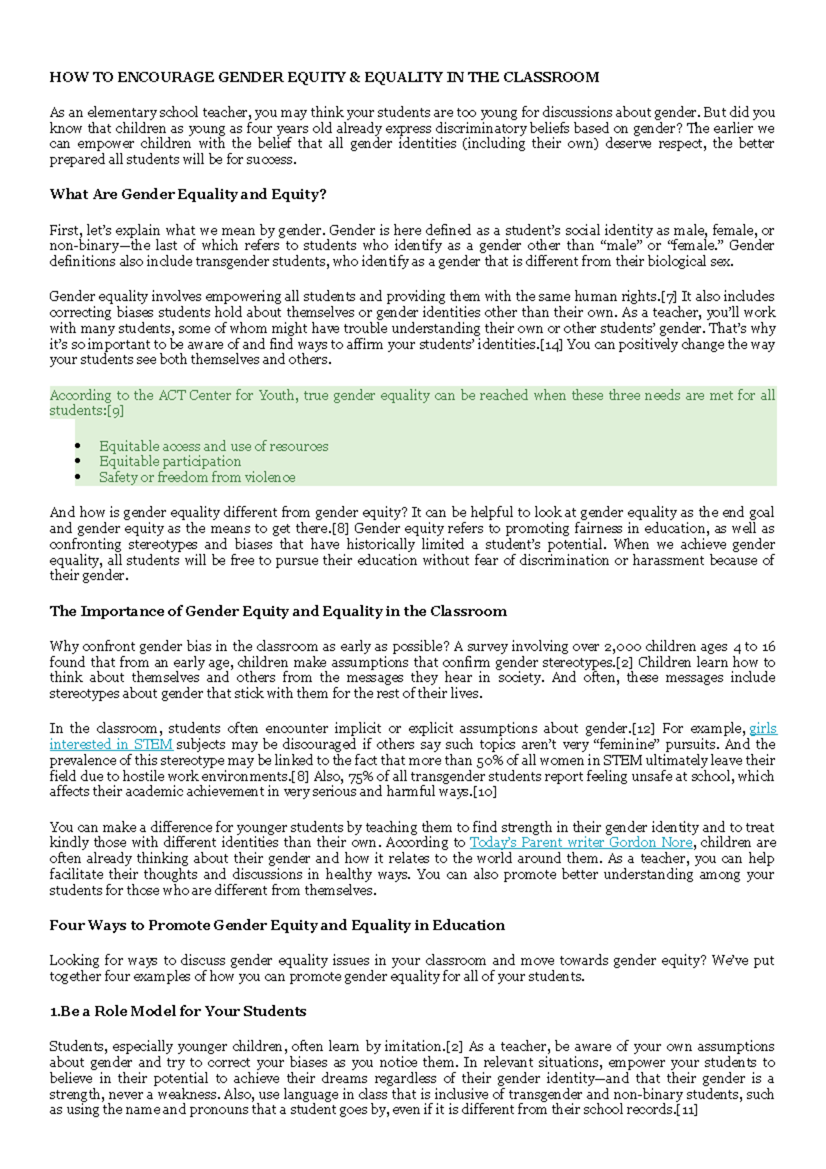 How to Encourage Gender Equity and Equality in the CFlassroom - HOW TO ...