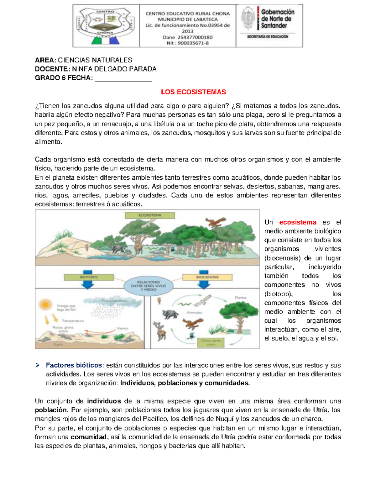 Ecosistemas Grado Sexto - Warning: TT: undefined function: 32 AREA ...