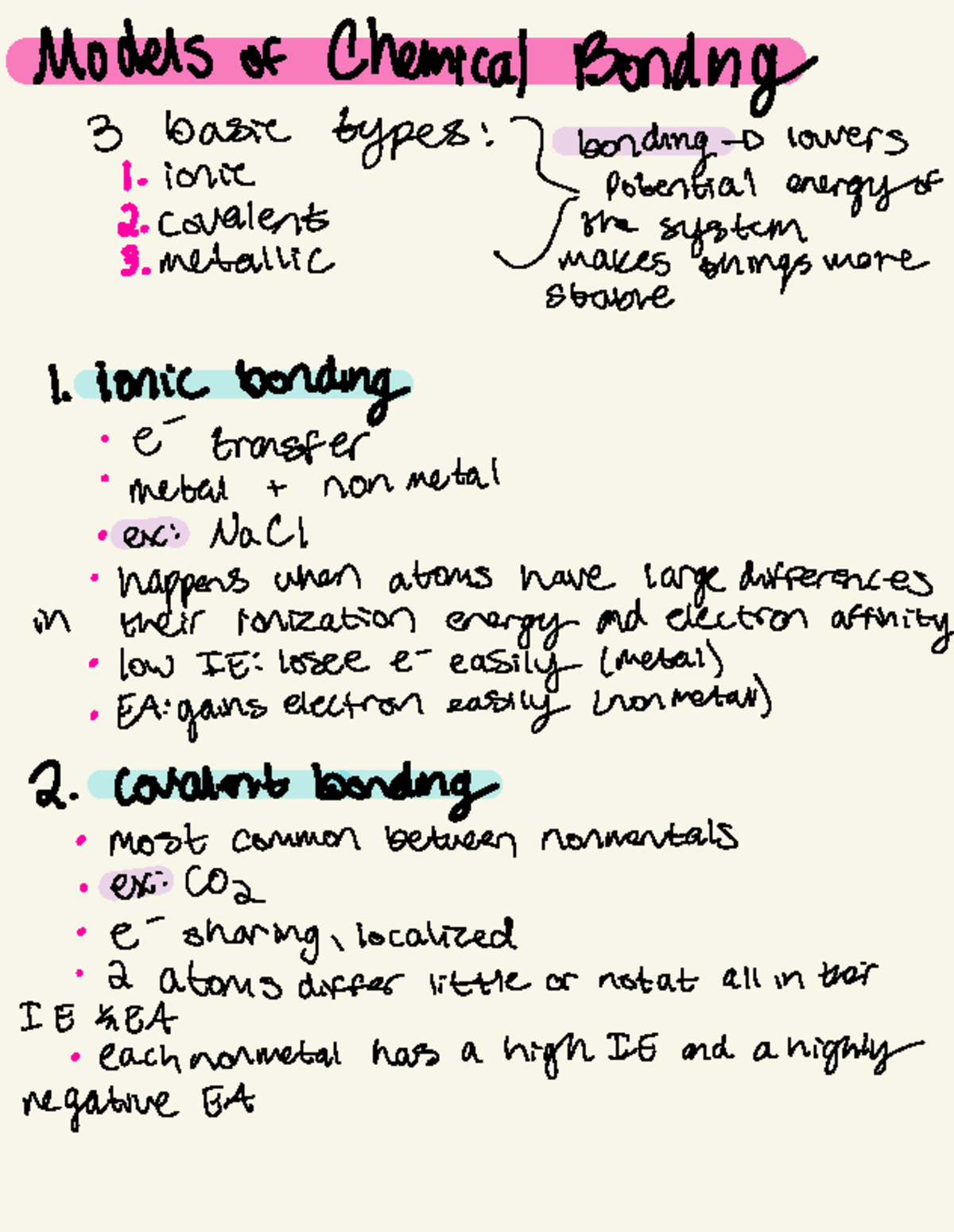 CHM2045 Models of Chemical Bonding - Models of Chemical Bonding 3 basic ...