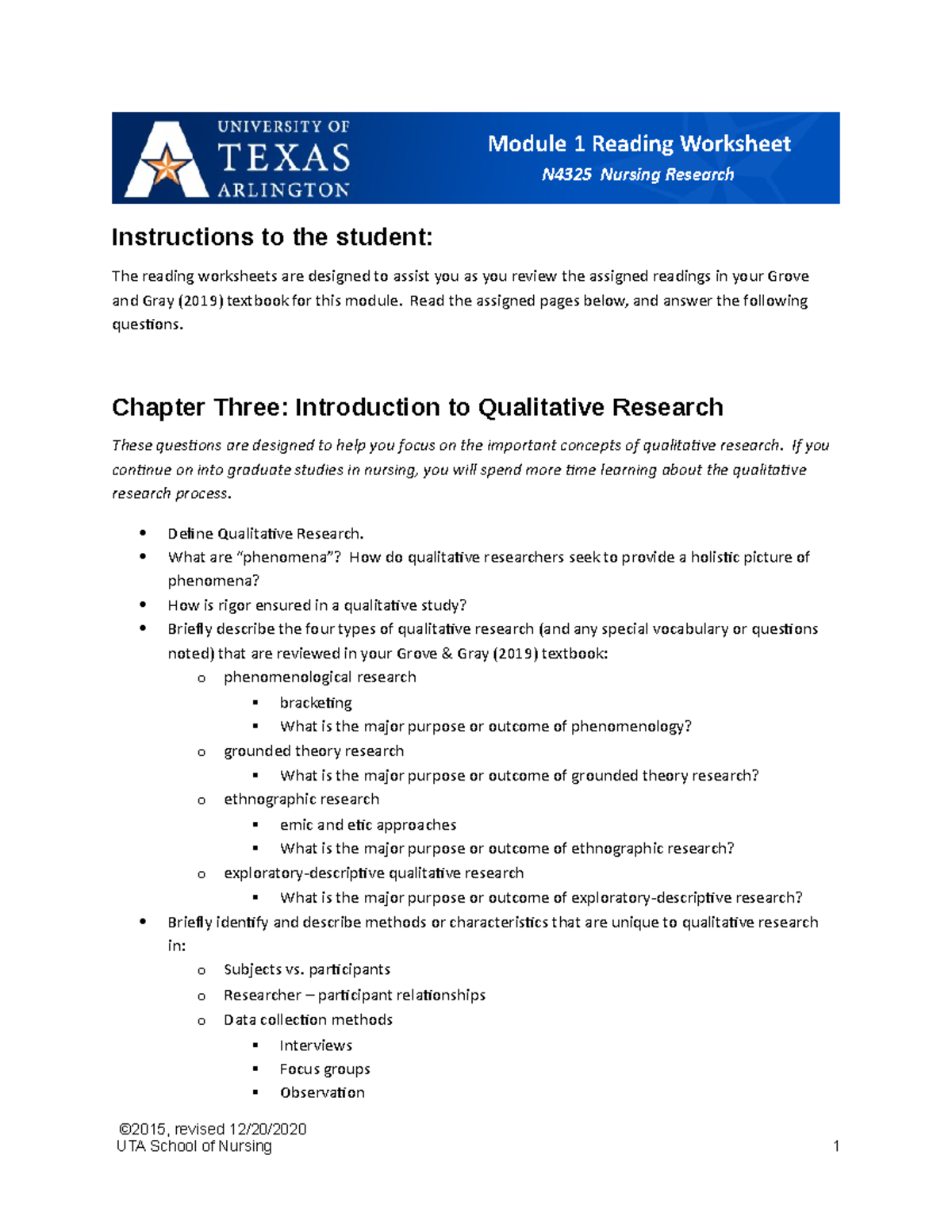 1 - Instructions to the student: The reading worksheets are designed to ...