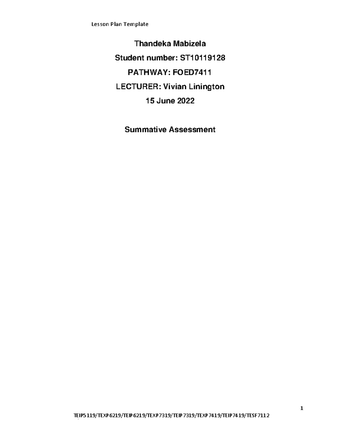 FOED Summative Assessment submit - Lesson Plan Template Thandeka ...