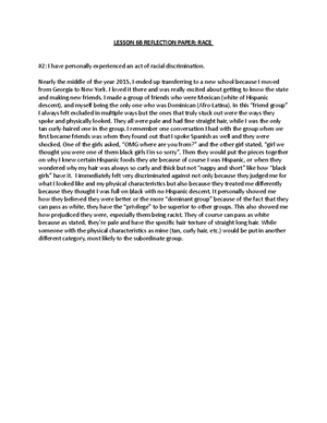 Lesson #4 Reflection Paper - Lesson #4 Reflection Paper: Socialization ...