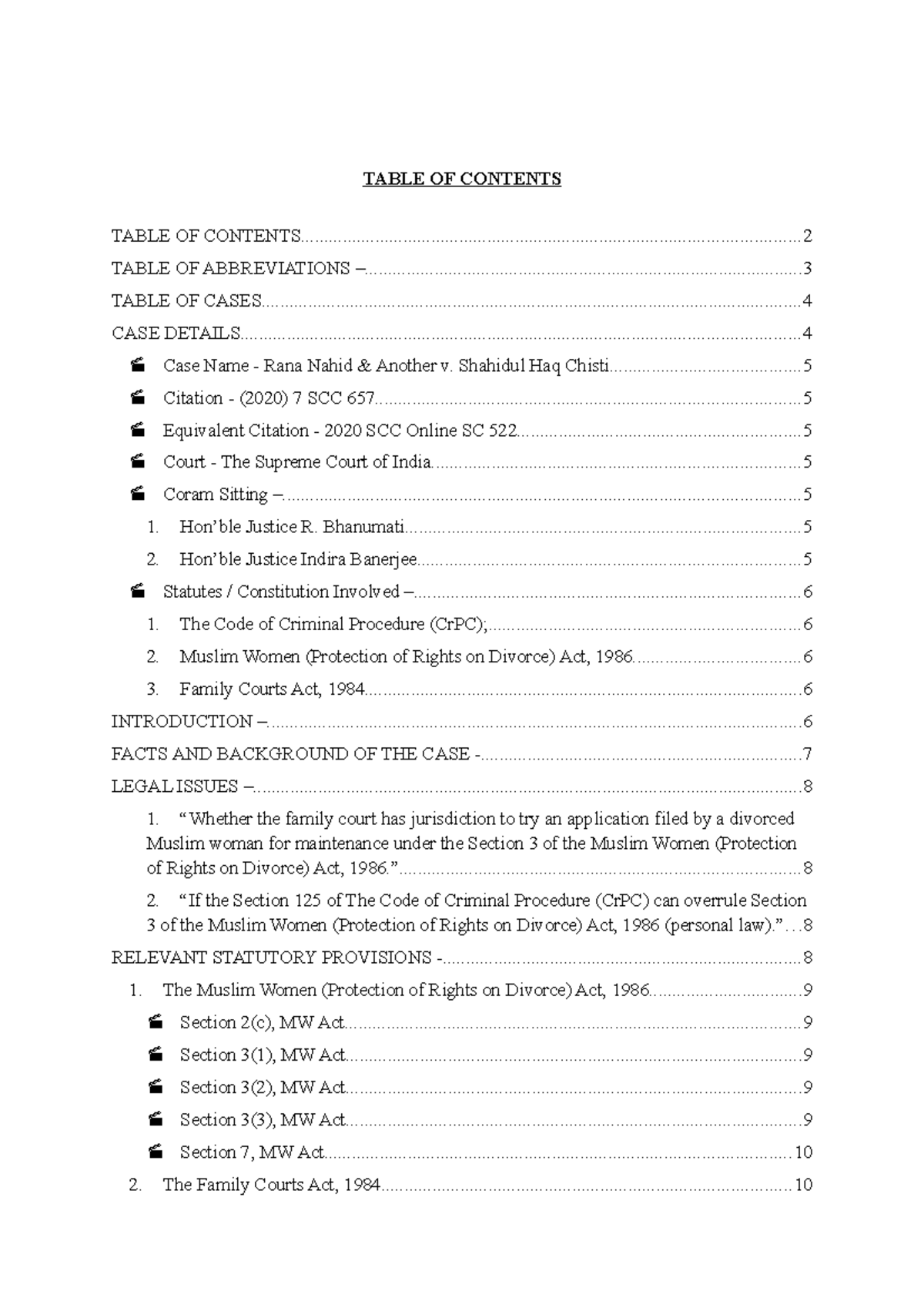 Final Draft - TABLE OF - Studocu