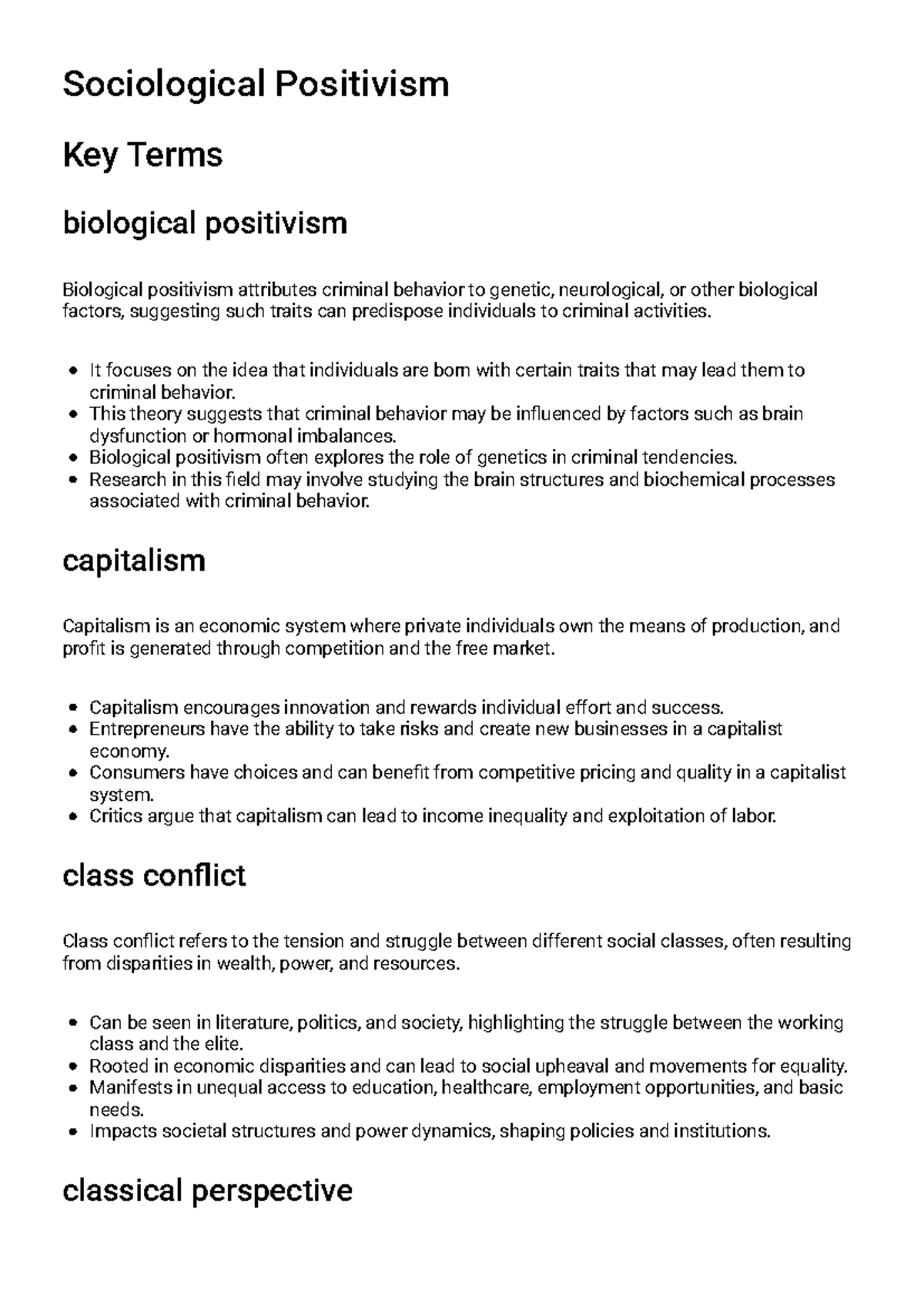 Sociological Positivism-Study Guide - Sociological Positivism Key Terms ...