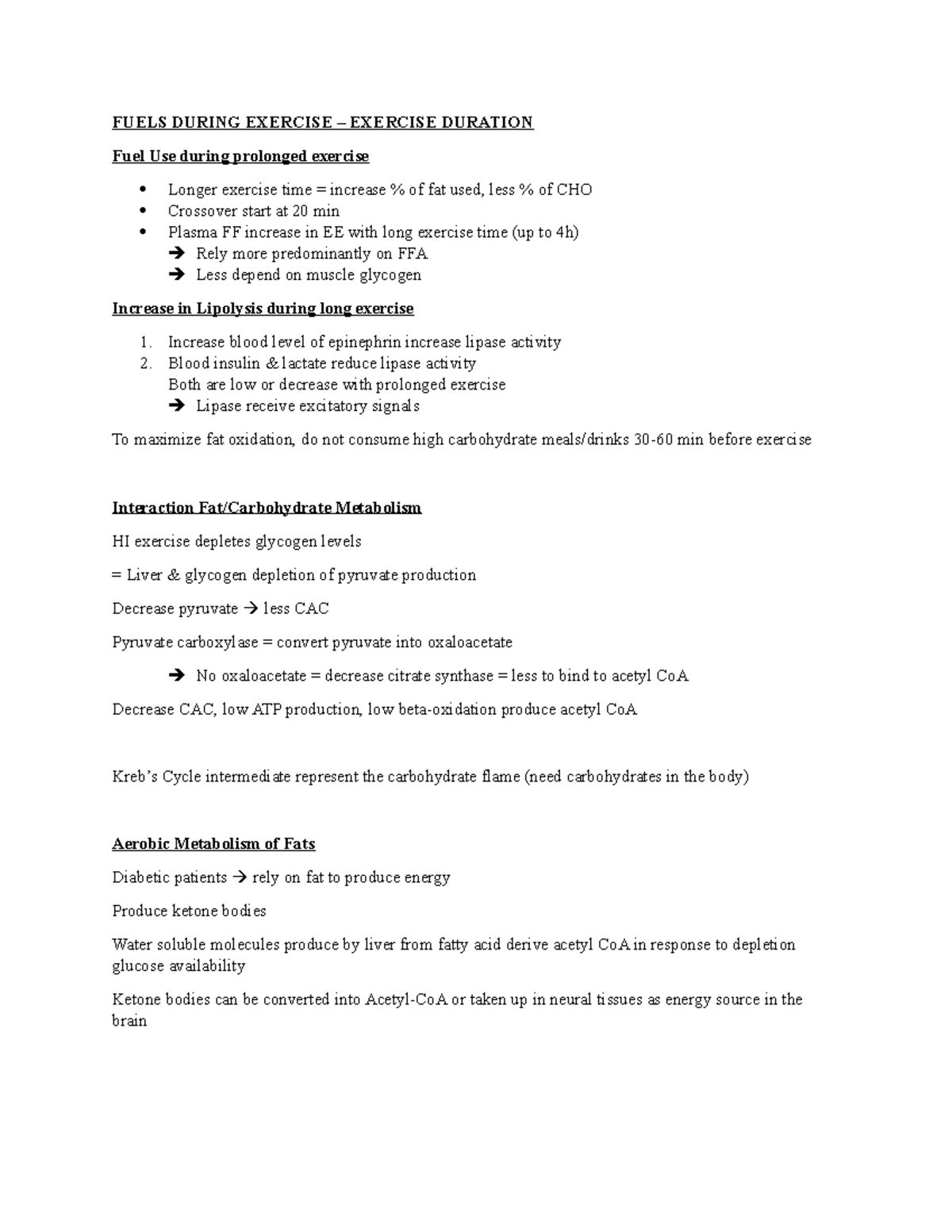 Fuels During Exercise - Lecture notes Unit 2 - FUELS DURING EXERCISE ...
