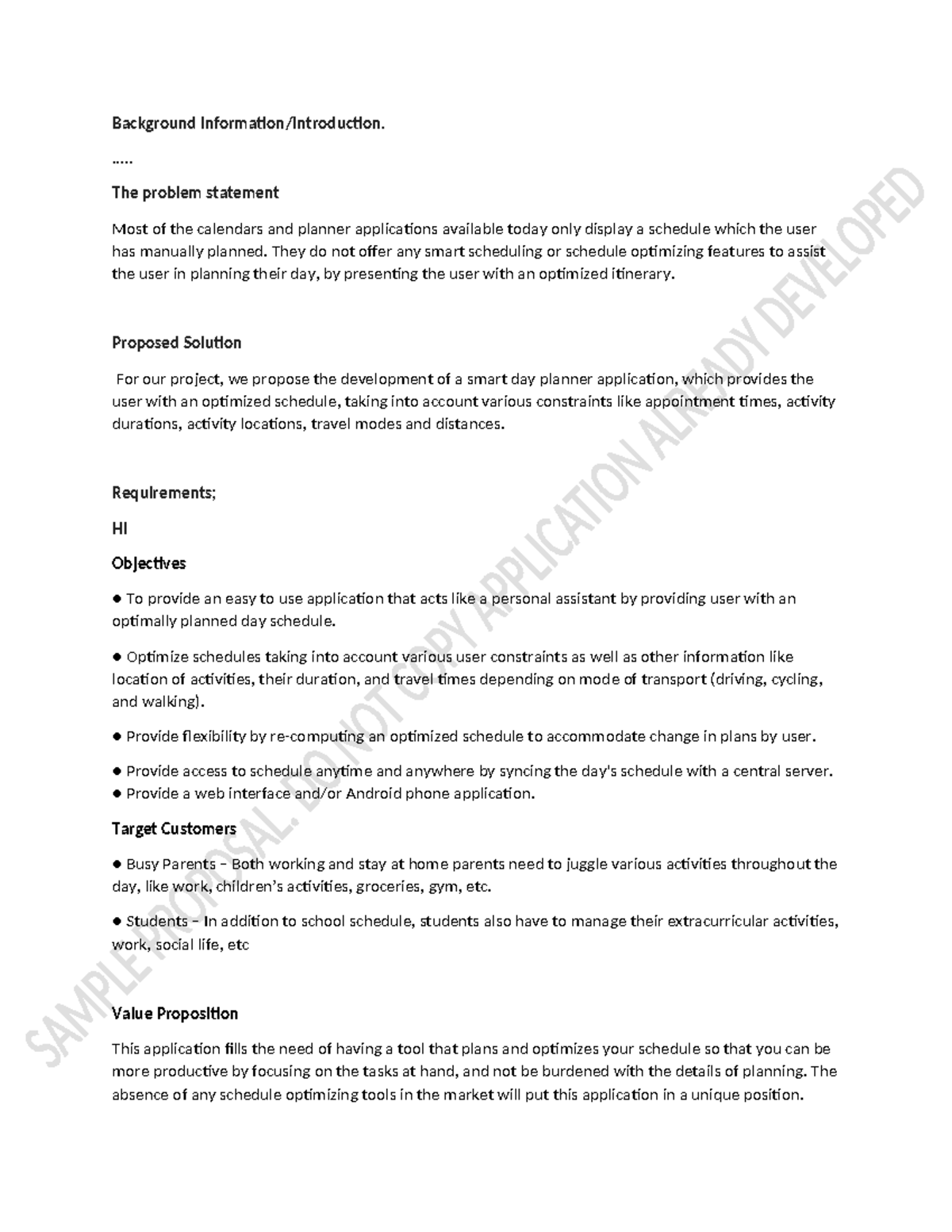Sample proposal - Background Information/Introduction. ..... The ...