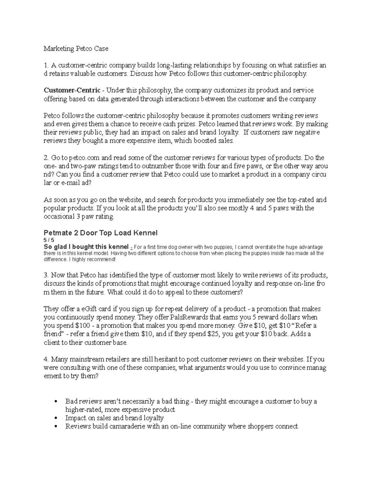 Marketing Petco Case - - Studocu
