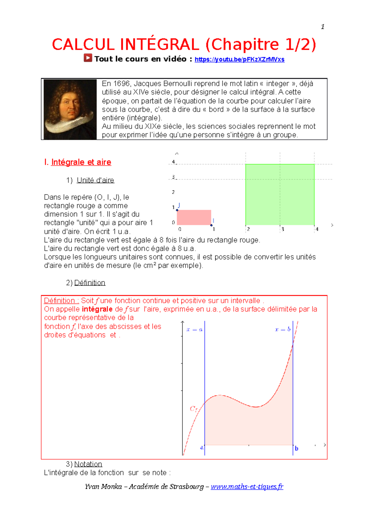20Integ T 1 - CALCUL INTÉGRAL - CALCUL INTÉGRAL (Chapitre 1/2) Tout le cours en vidéo : - Studocu