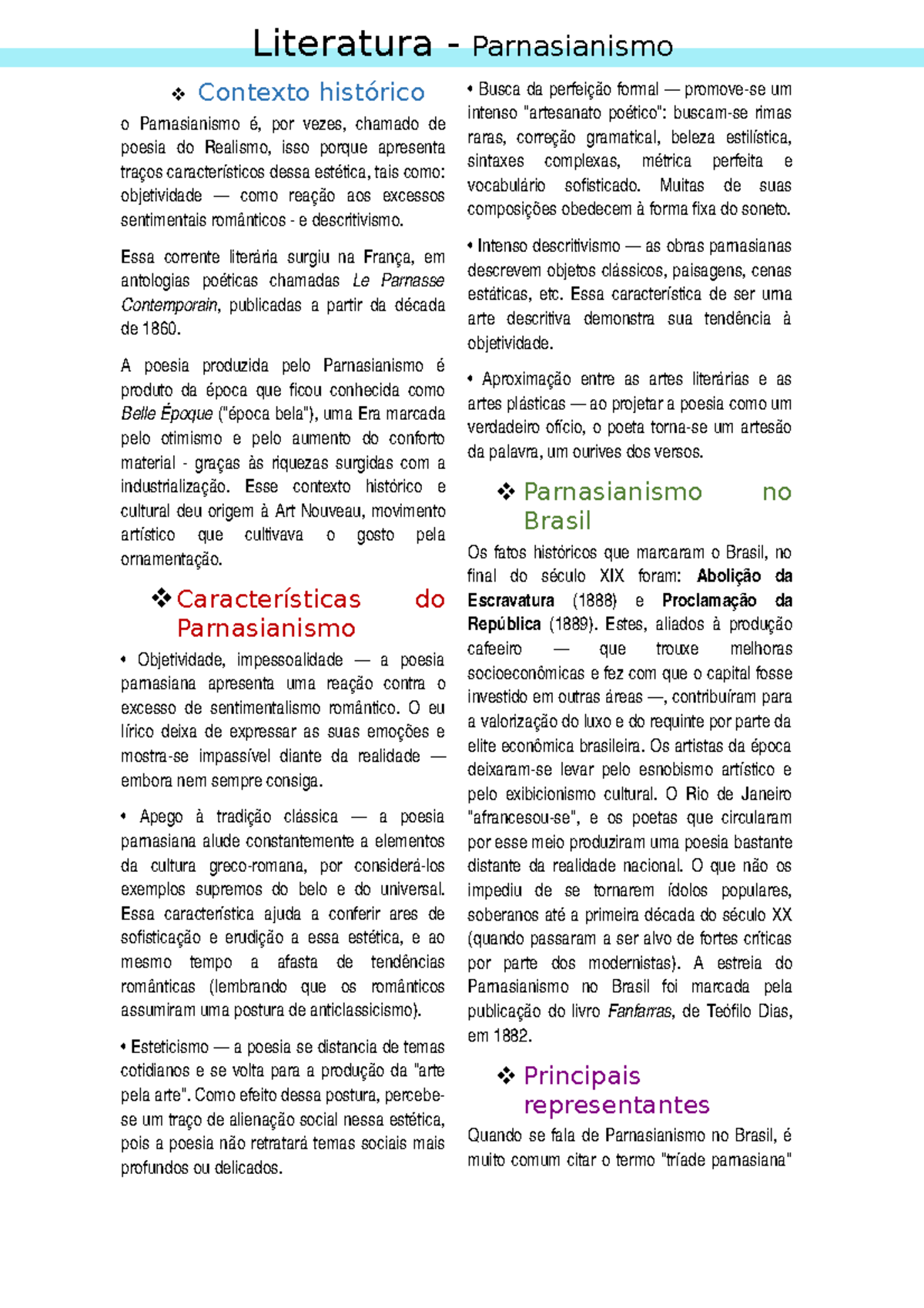 Literatura - Parnasianismo - Essa corrente literária surgiu na França ...