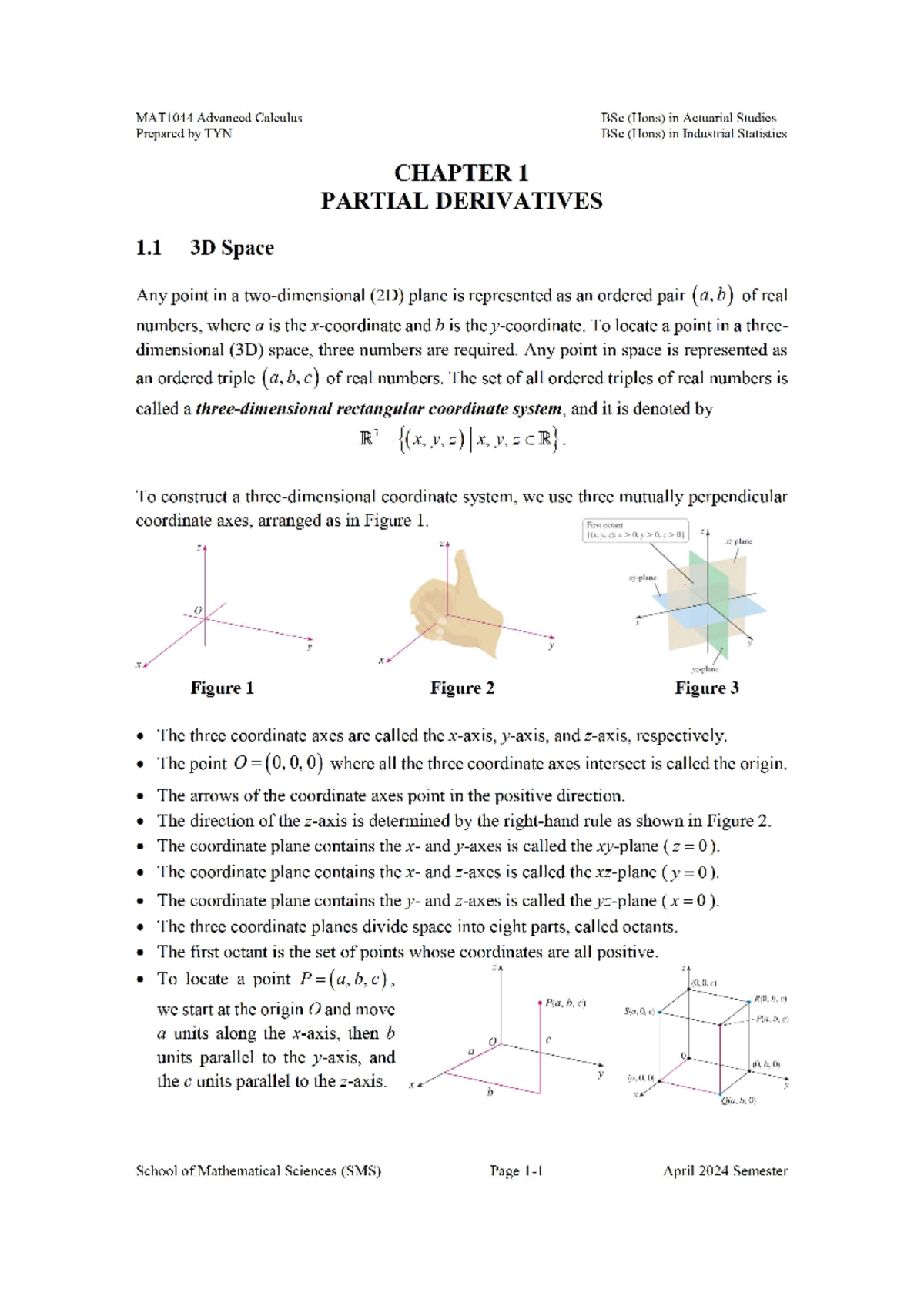 Lecture Notes (Chapter 1) MAT1044 Advanced Calculus April 2024 - Smart ...