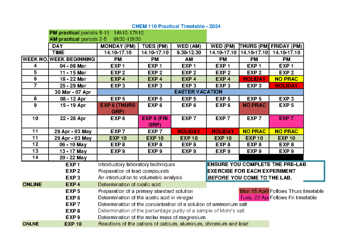 Provision al Chem110 Practical Timetable v5 2024 tsingh 4a194304 ...