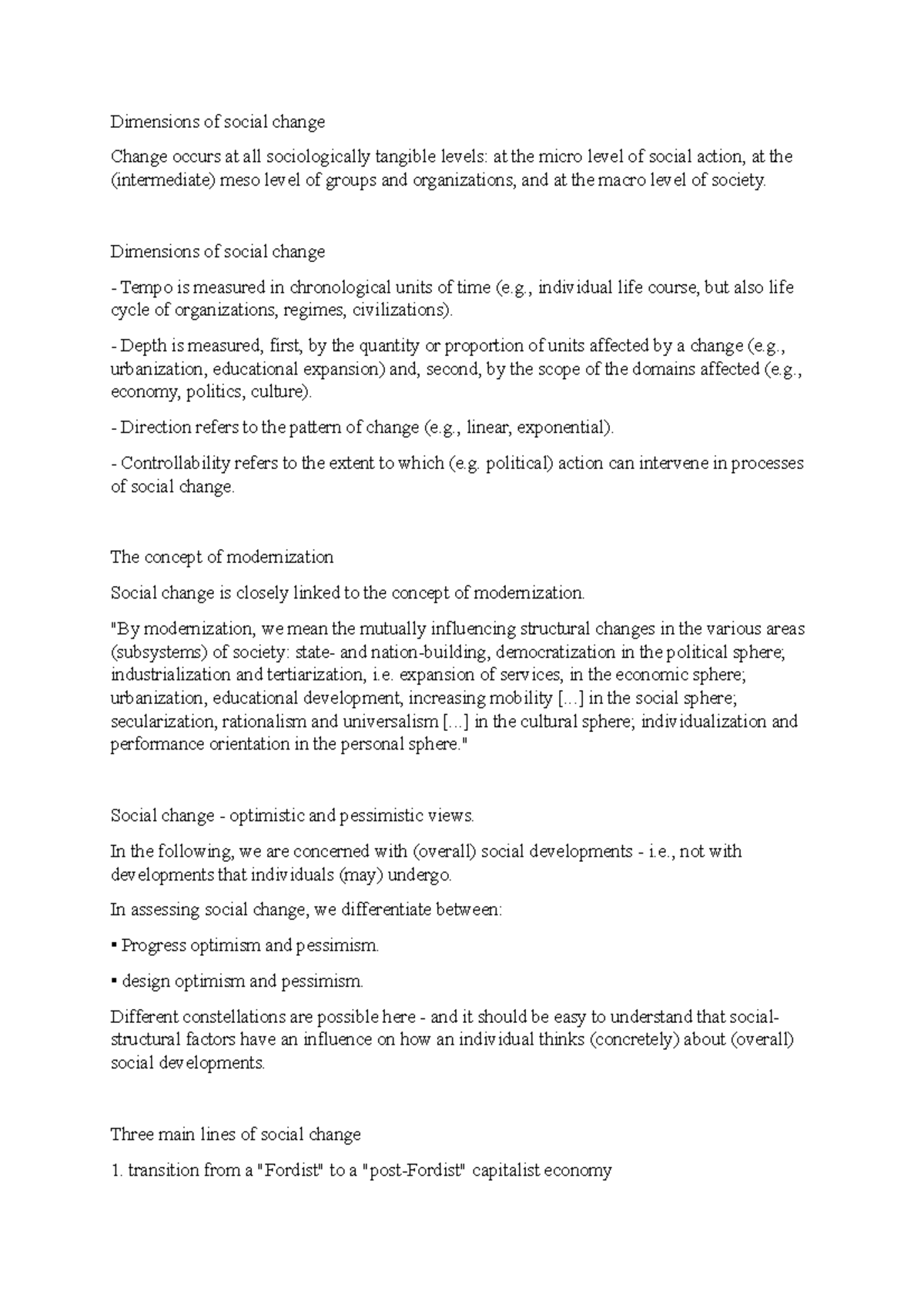 Dimensions of social change - Dimensions of social change Change occurs ...