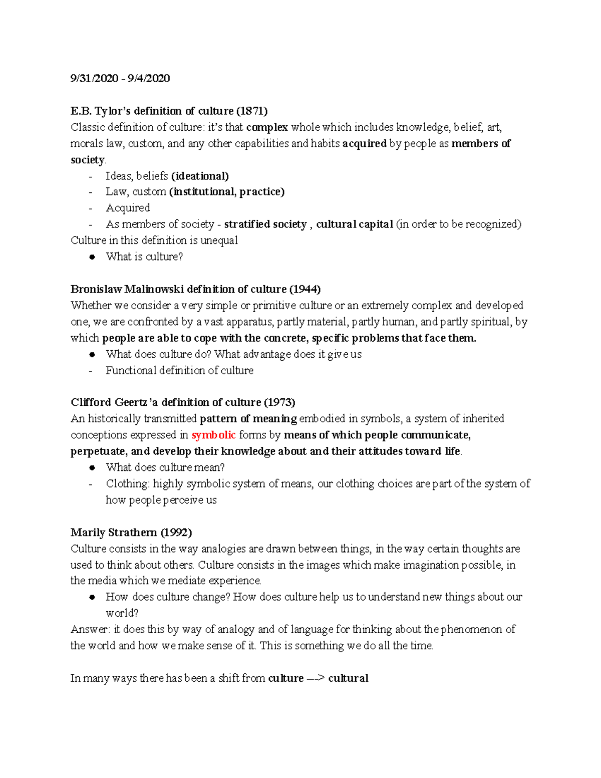 Anth 207 Week 2 Cultural Anthropology With Professor Collins Week 2 Notes 9 31 2020 9 4